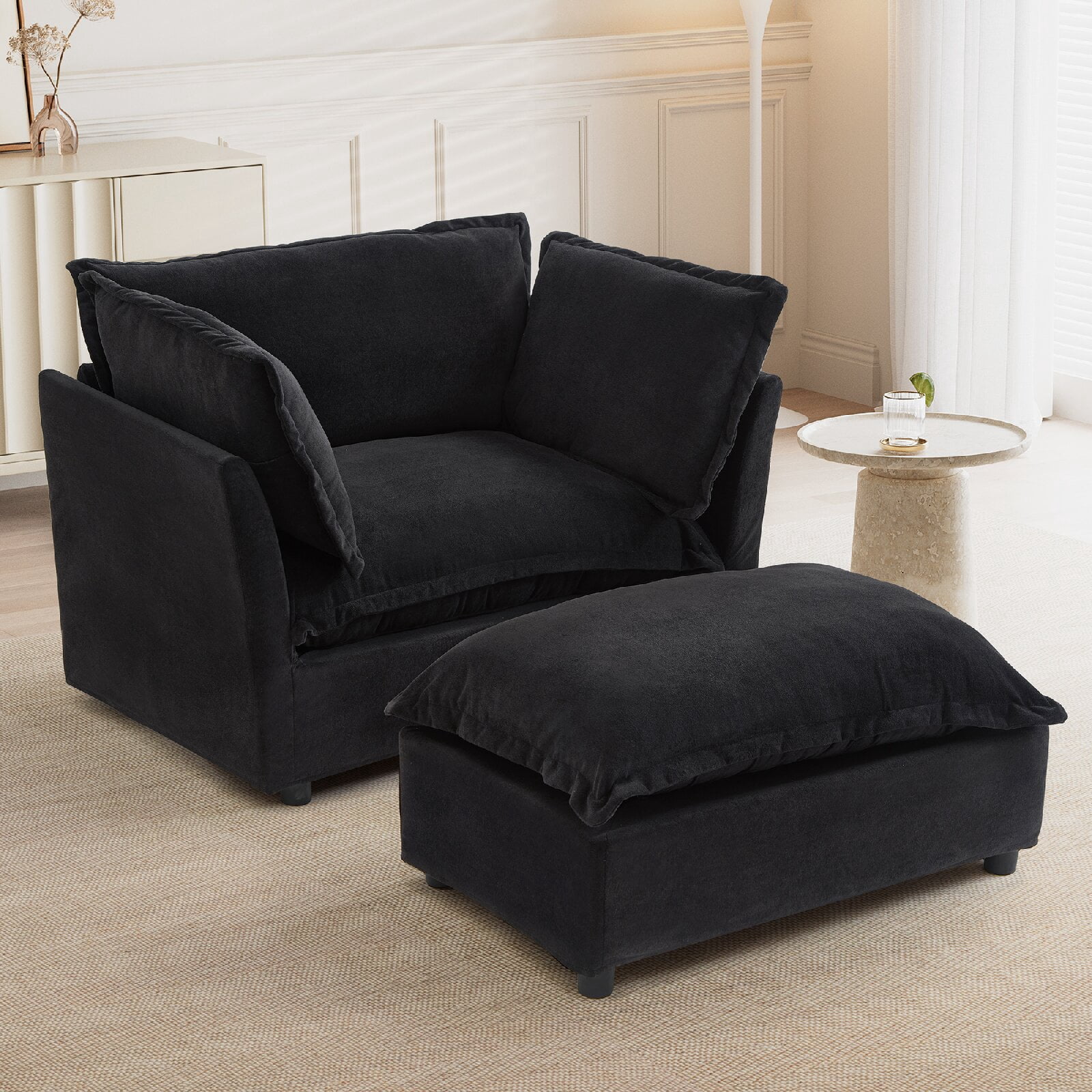 Modern Armchair Sofa 47" Cozy Upholstered Chenille Sofa Chair with ...