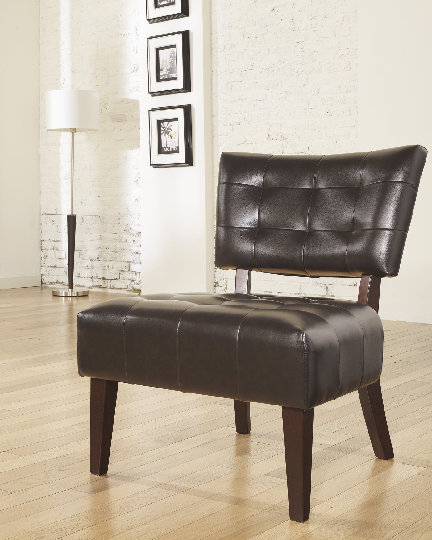 Modern Armless Decorative Chair, PU Leather Tufted Accent Chair with ...