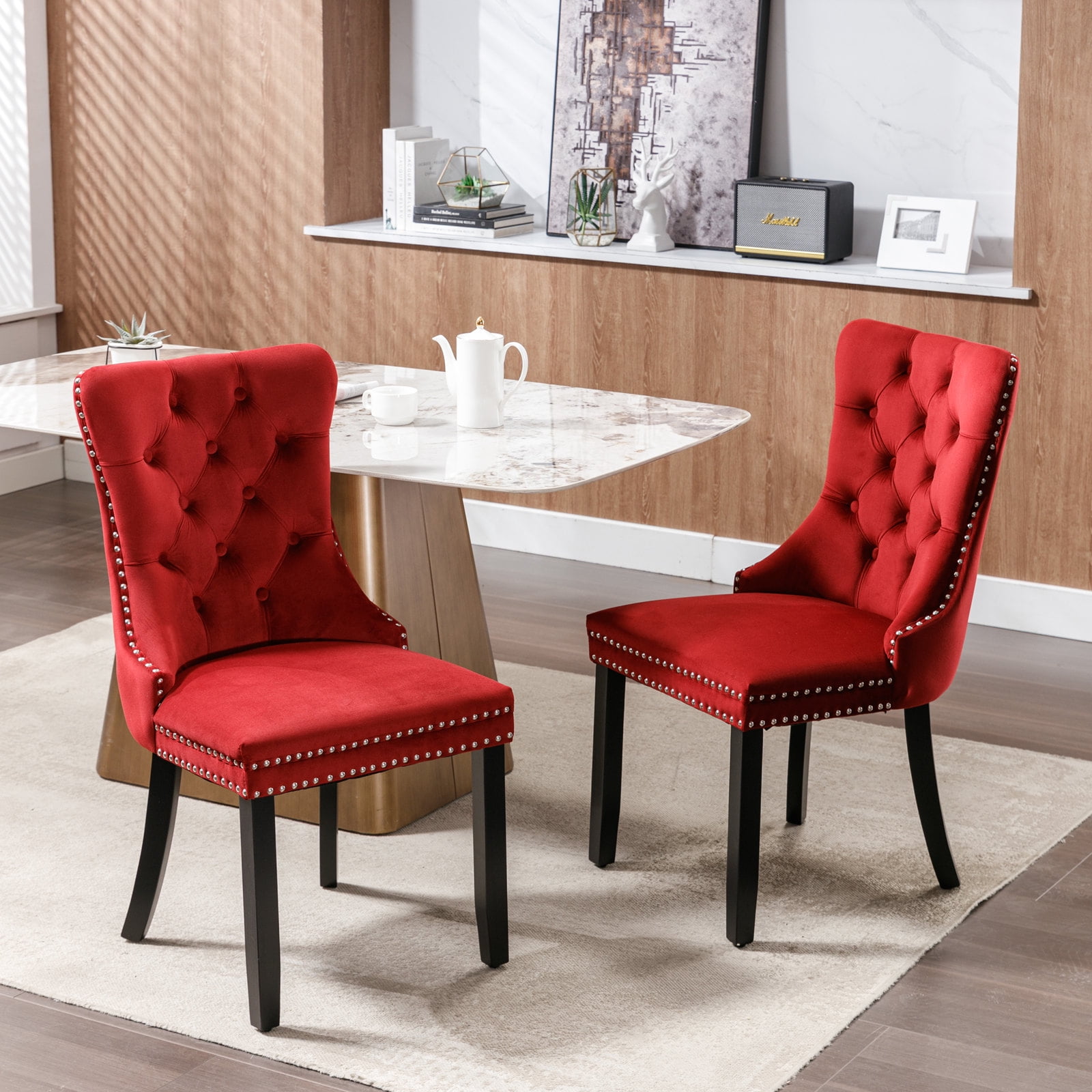 Modern Armless Dining Chairs, Velvet Accent Chair with wooden Legs ...
