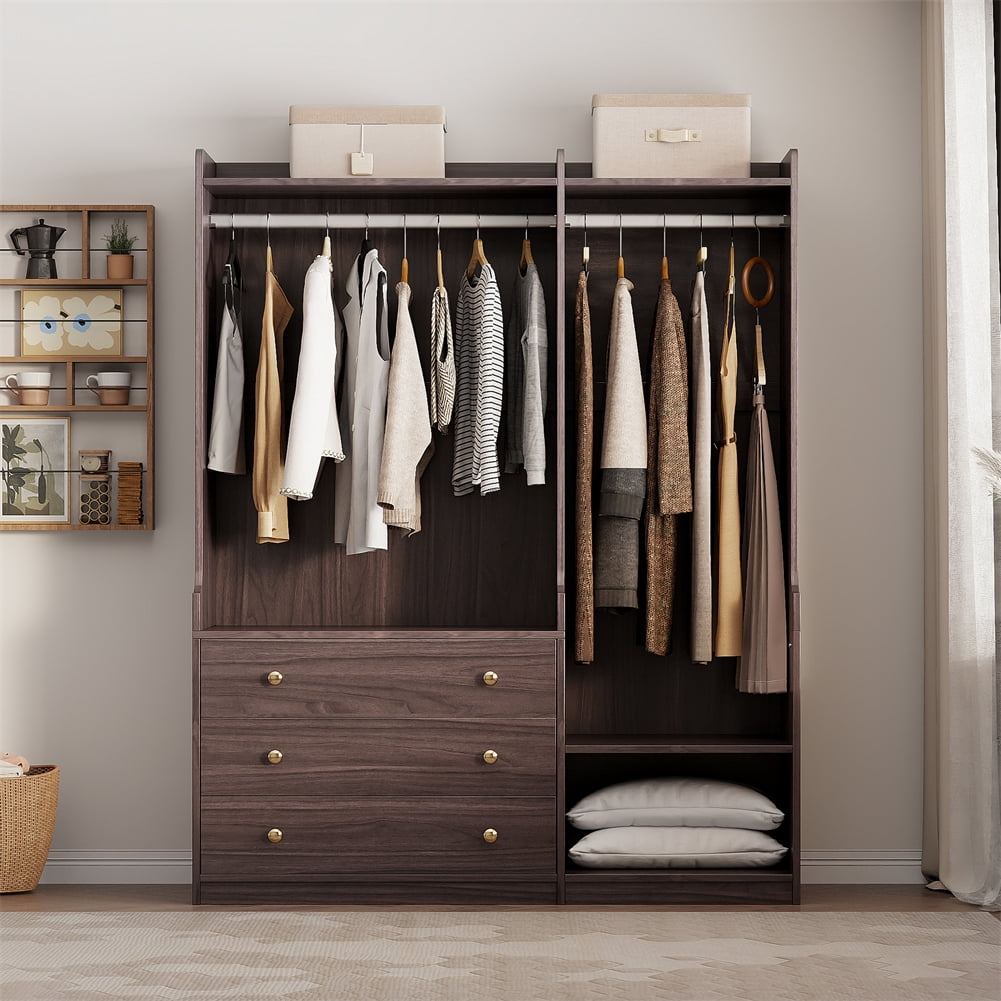 Modern Armoire Wardrobe Closet with Hanging Rod, Large Clothes Storage ...
