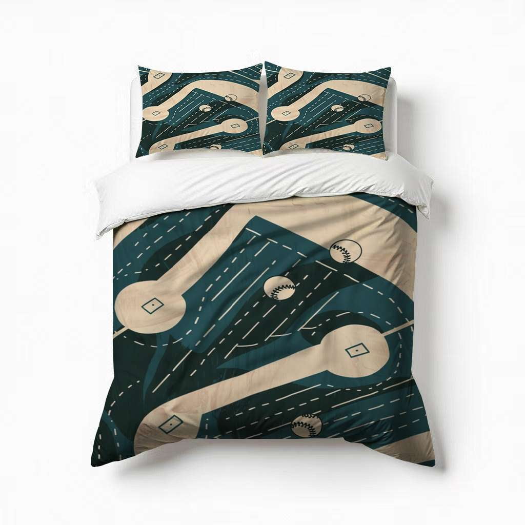 Modern Art Abstract Baseball Field Bedding Set 3 Pcs Soft Microfiber ...