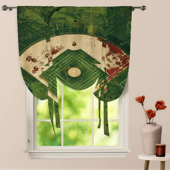 Modern Art Abstract Baseball Field Window Curtain for Living Room Roman ...