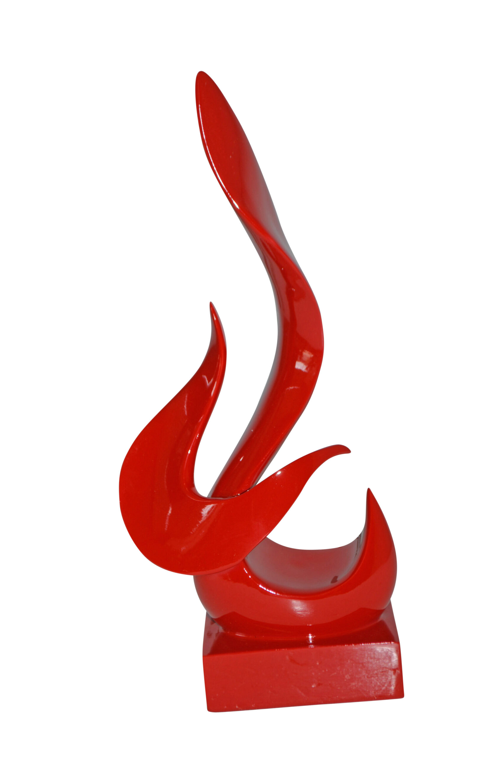 Modern Art Abstract of Fire Red Resin Statue - Size: 6"L x 3"W x 12"H ...