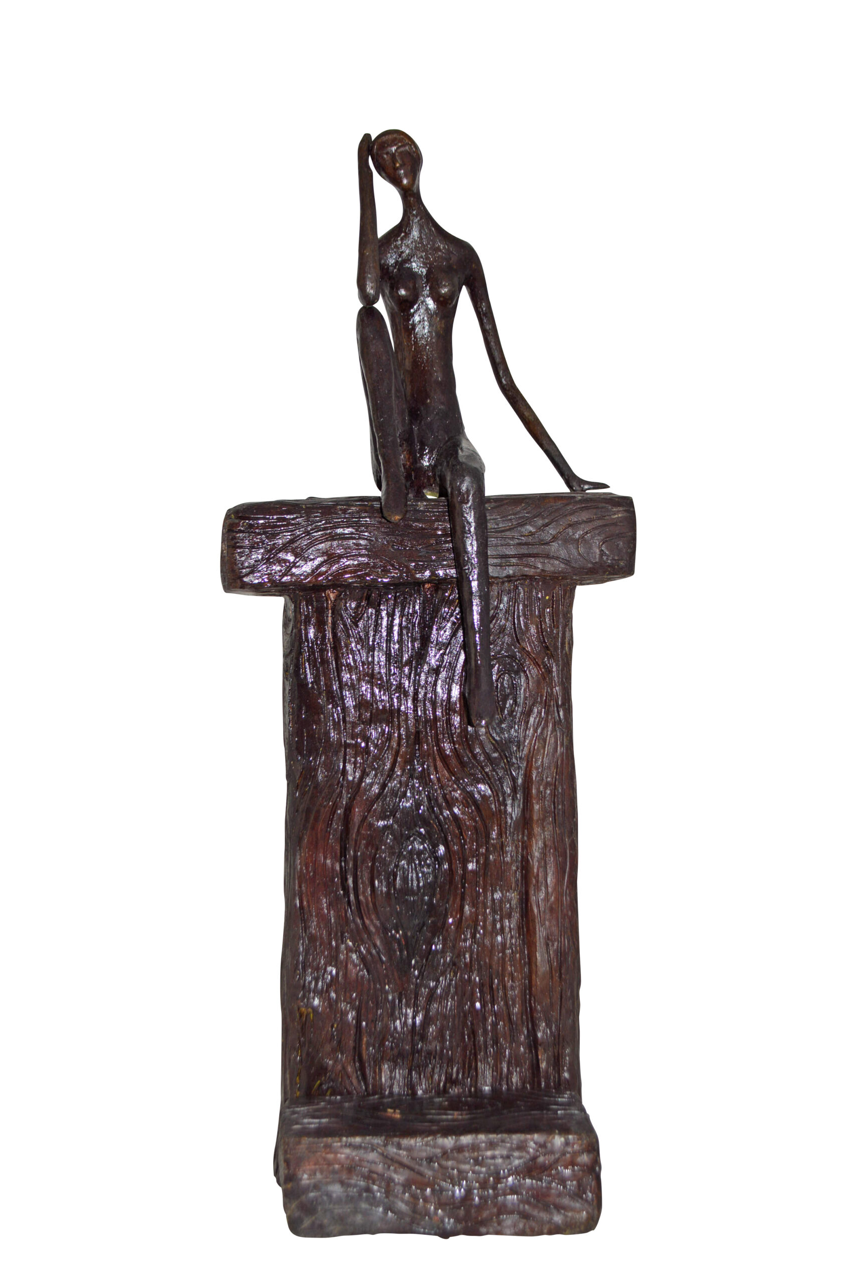 Modern Art Abstract of a Girl Sitting on A Giant Bench - Size: 11" x 12 ...