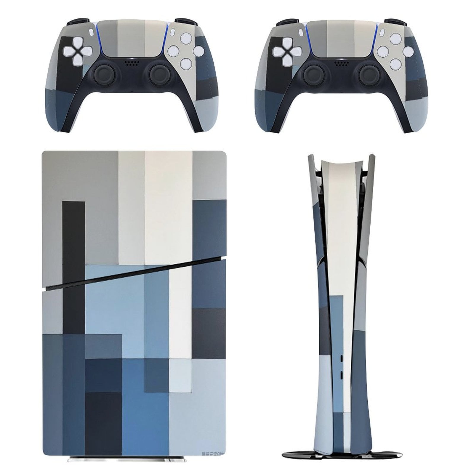 Modern Art Blue Gray Black Geometric PS5/PS5 Slim Digital Disc Skin ...