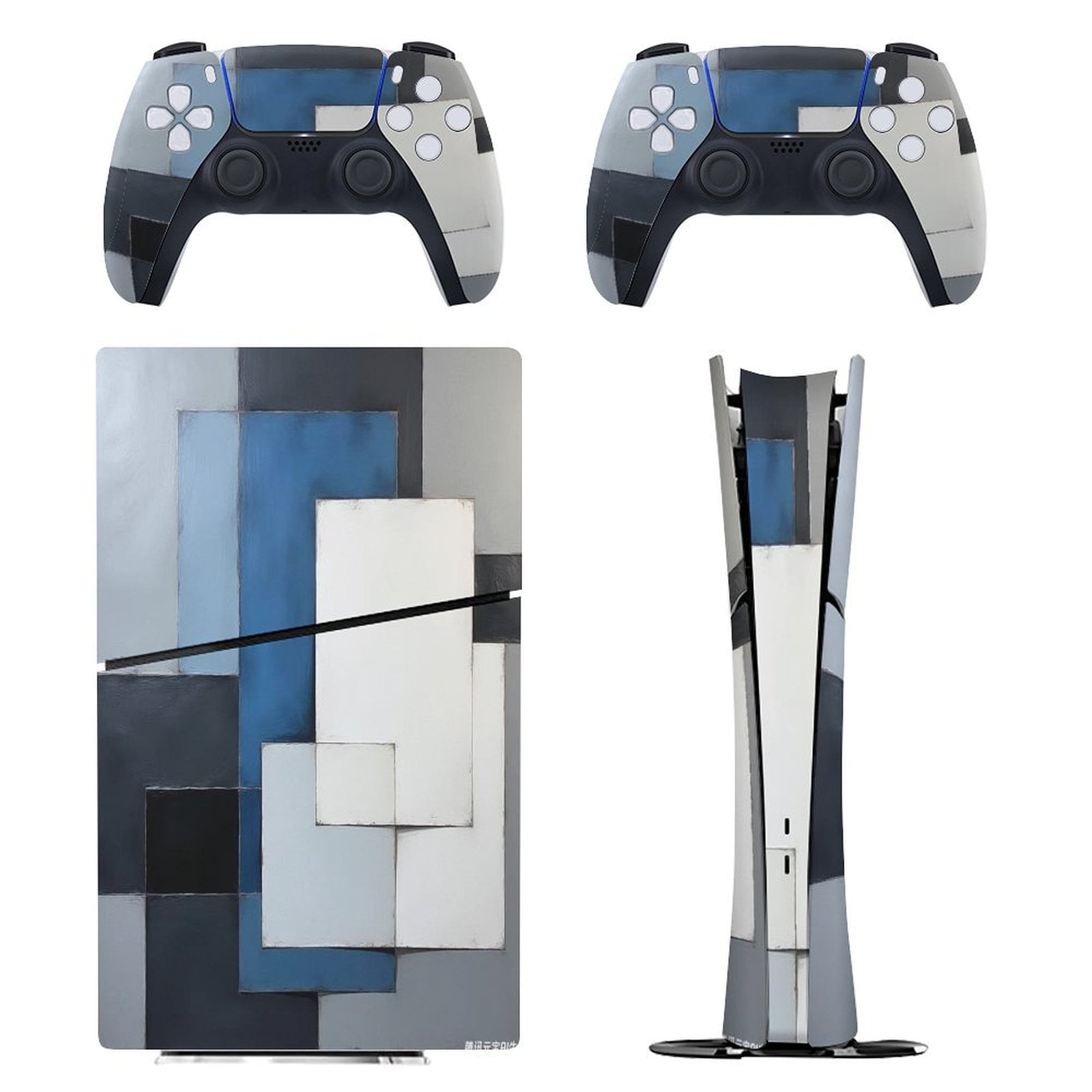 Modern Art Blue Grey Geometric PS5/PS5 Slim Digital Disc Skin Sticker ...