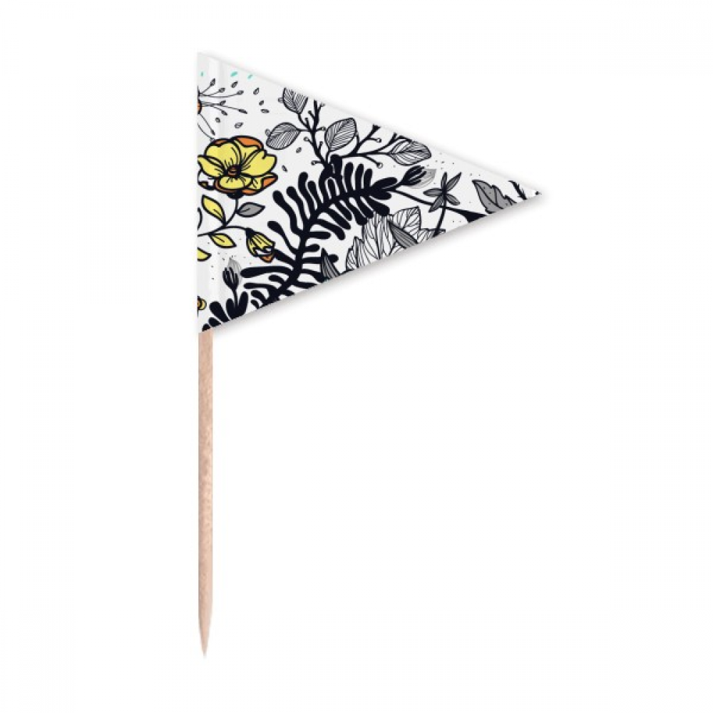 Modern Art Camellia Flowers s Drawing Toothpick Triangle Cupcake ...