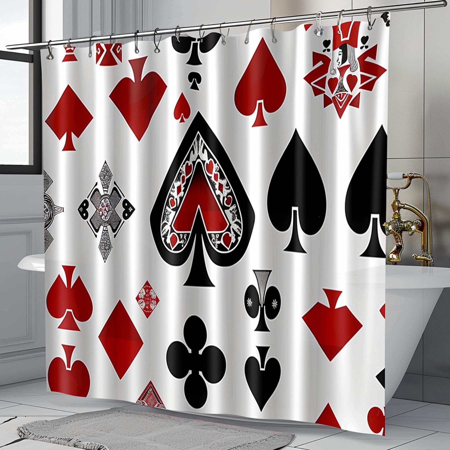 Modern Art Deco Playing Card Design Shower Curtain with Suits and ...