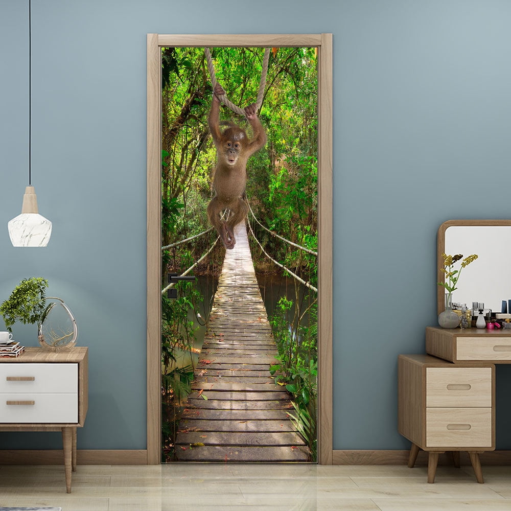 Modern Art Drawbridge 3D Door Sticker, Peel and Stick Vinyl Door Mural ...