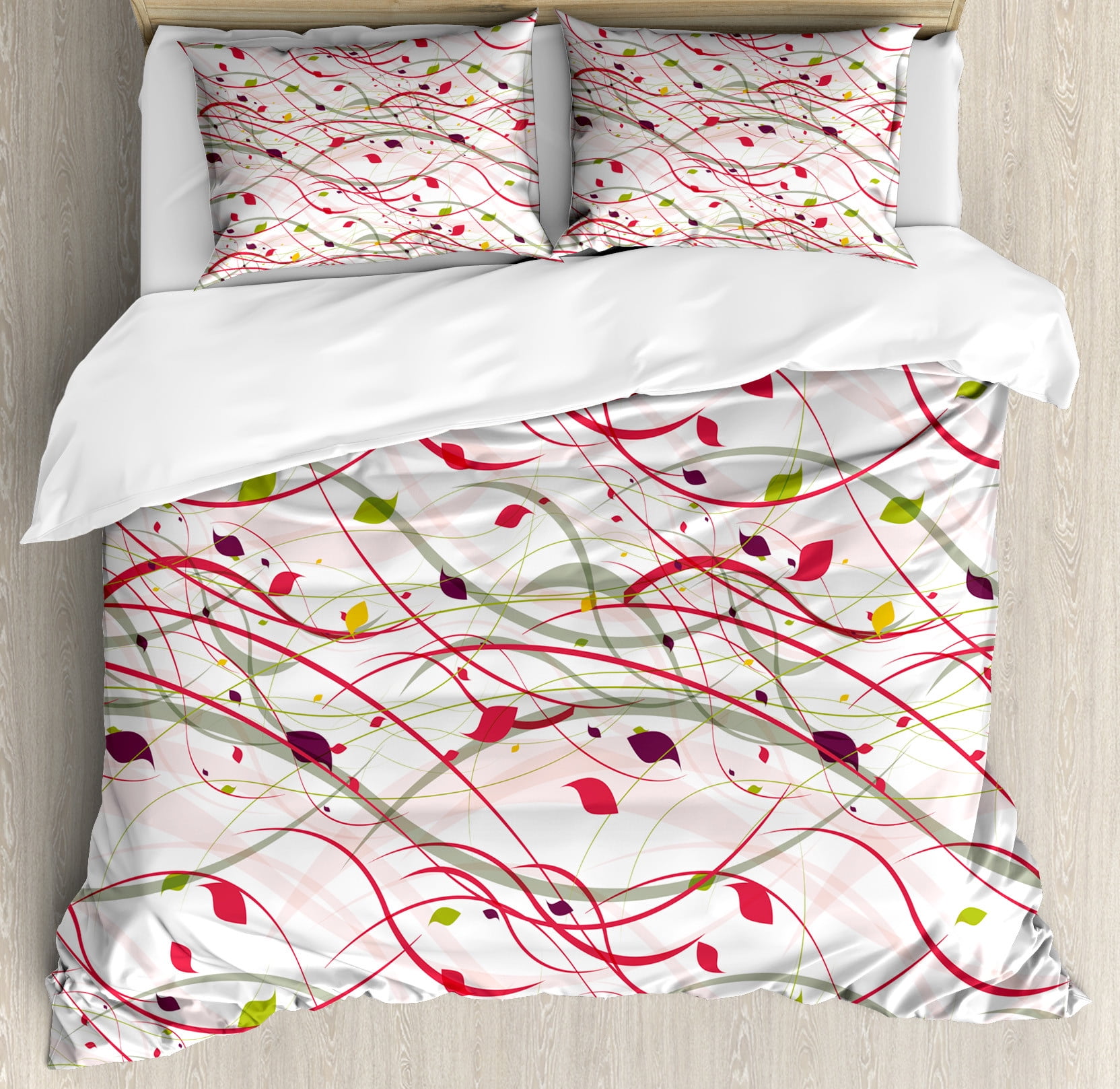 Modern Art Duvet Cover Set, Bizarre Curl Lines Like Tree Branches with ...