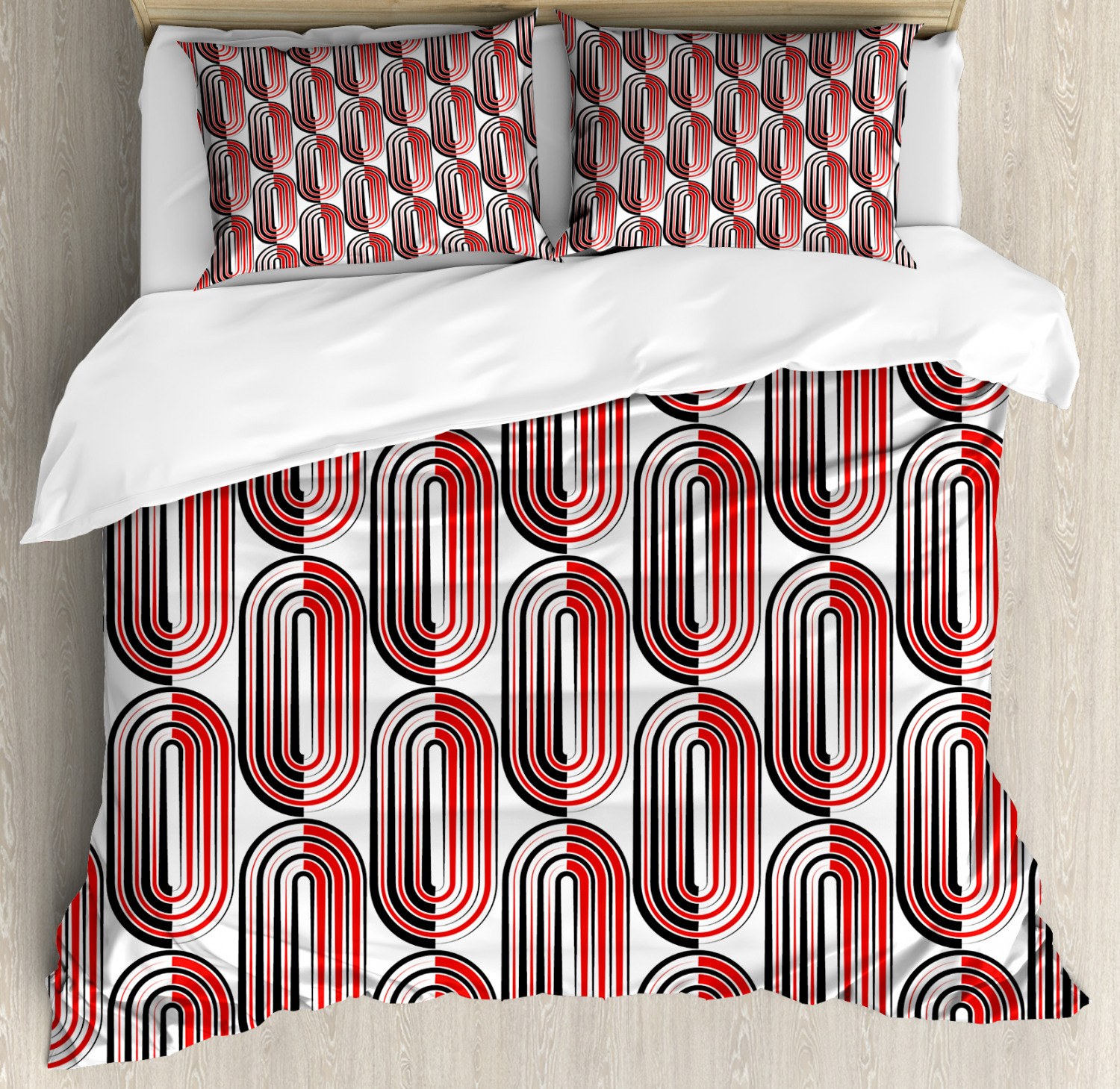 Modern Art Duvet Cover Set, Ellipse Curves Surrounded Focal Points ...