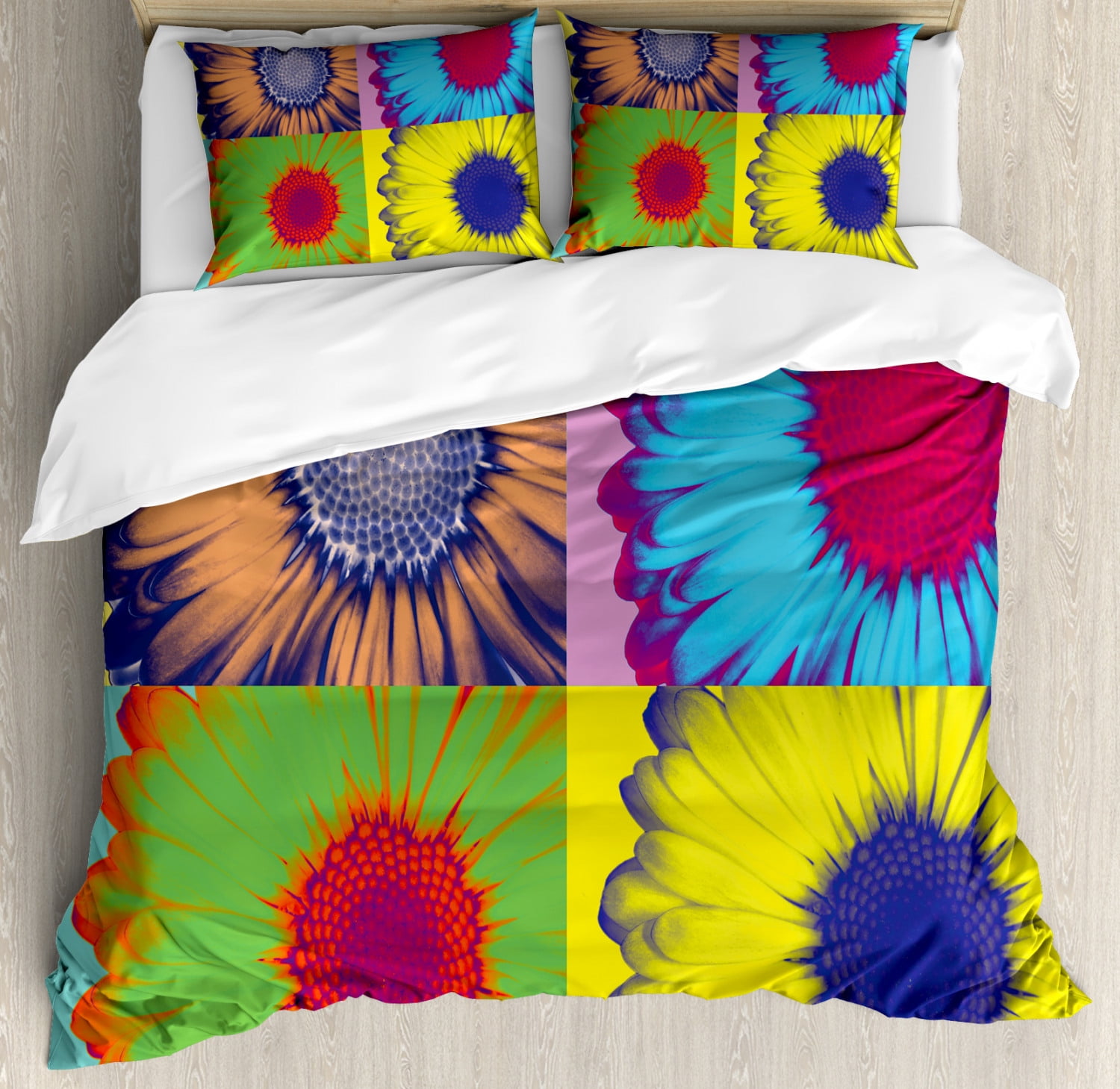 Modern Art Duvet Cover Set Queen Size, Pop Art Inspired Colorful ...