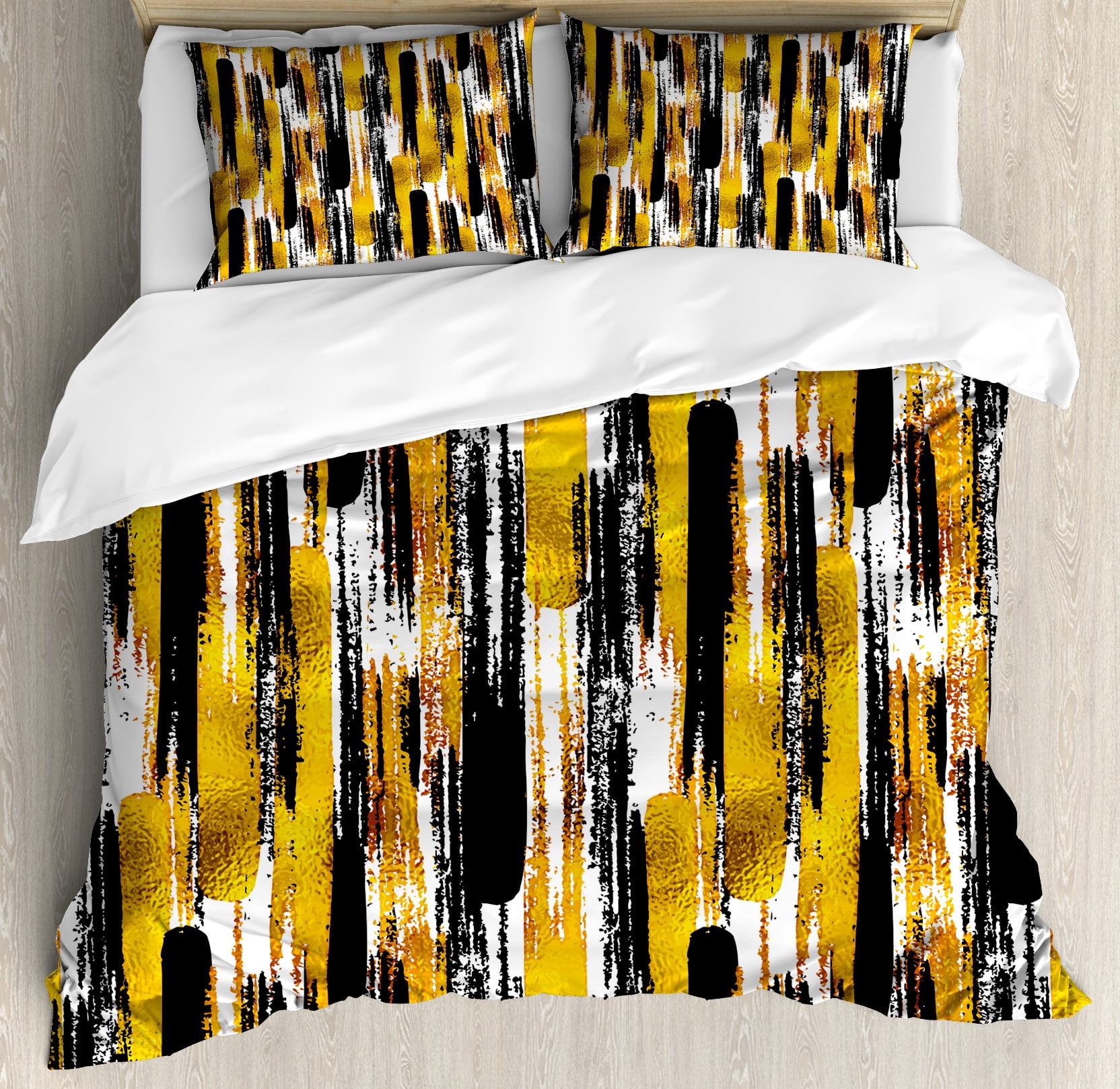 Modern Art Duvet Cover Set, Watercolored Grunge Brushstroke ...