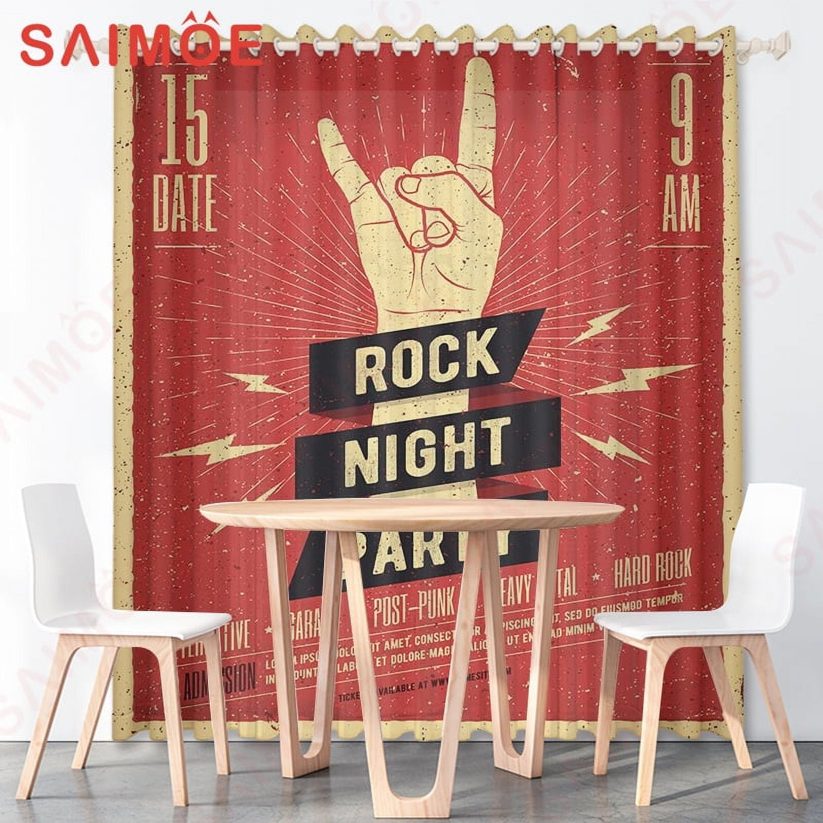 Modern Art Film Music Custom Curtain Rock Kit Drum Microph Solid Color ...