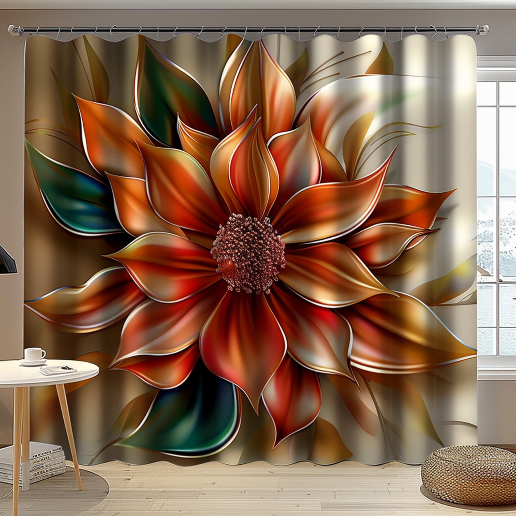 Modern Art Flower Curtain Stunning Surrealistic Design with Rich Colors ...