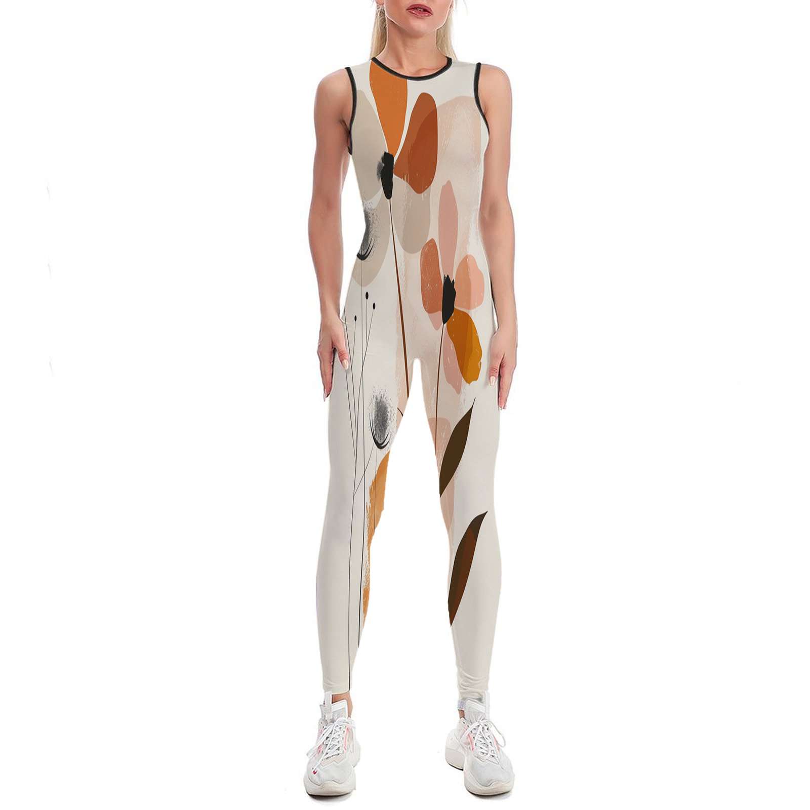 Modern Art Flower Pattern Women's One Piece Yoga Jumpsuits Leggings ...