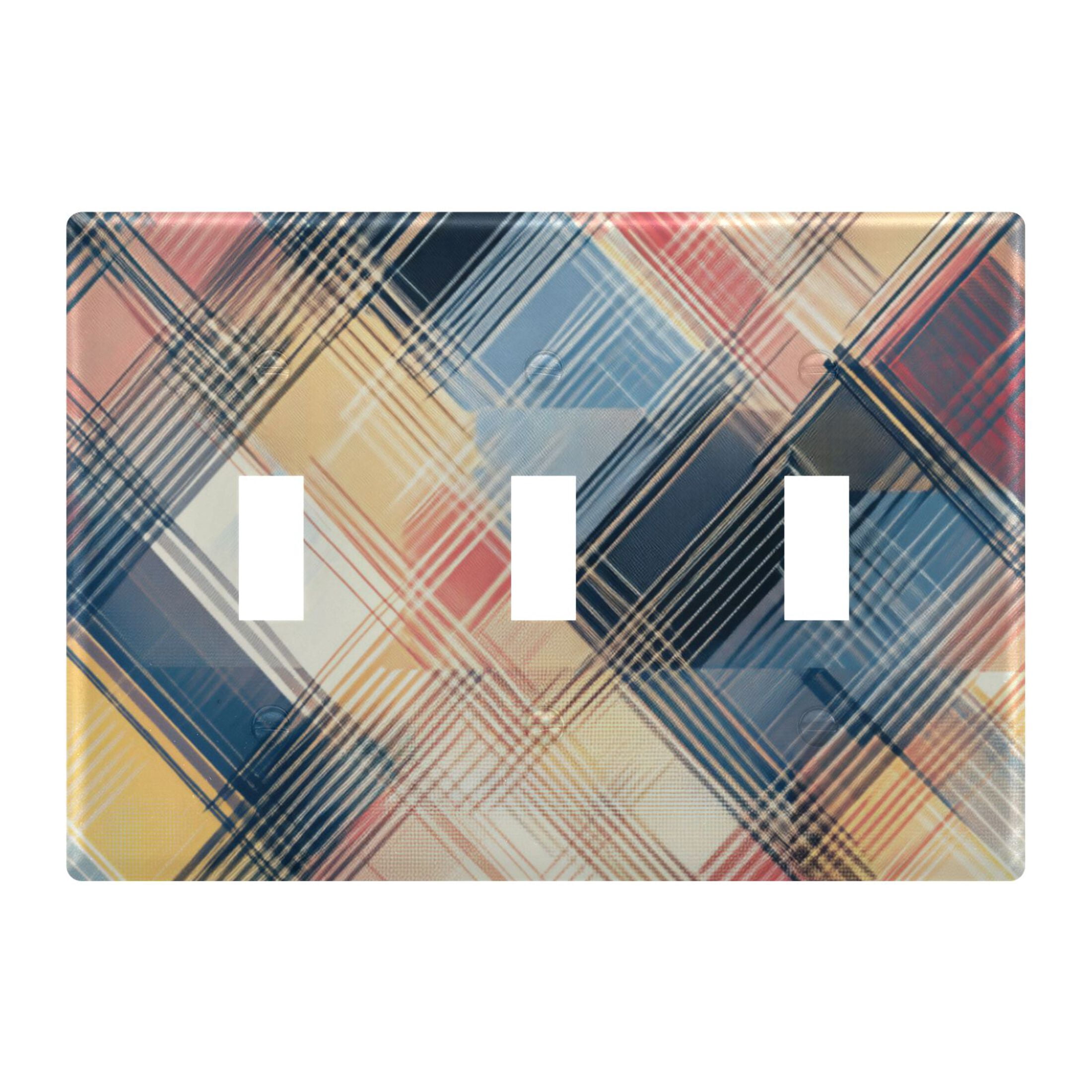 Modern Art Geometric Pattern Light Switch Cover Decorative 3 Gang Wall ...