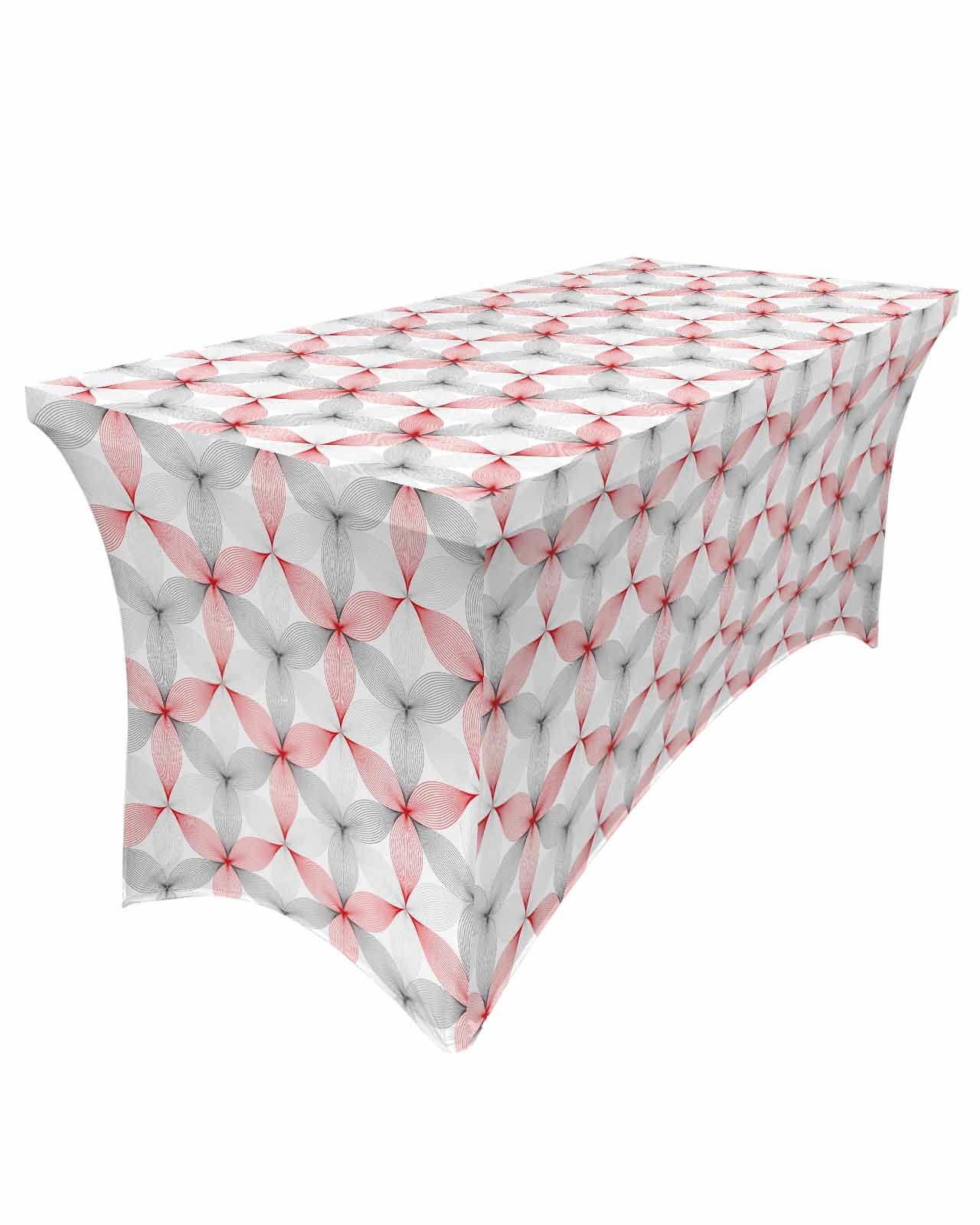 Modern Art Geometric Pattern Red Rectangular Elastic Table Skirt ...