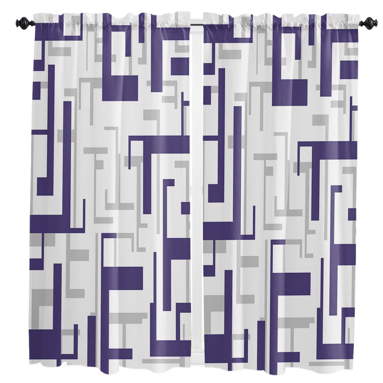 Modern Art Geometry Purple Grey Curtain Home ration Living Room Short ...