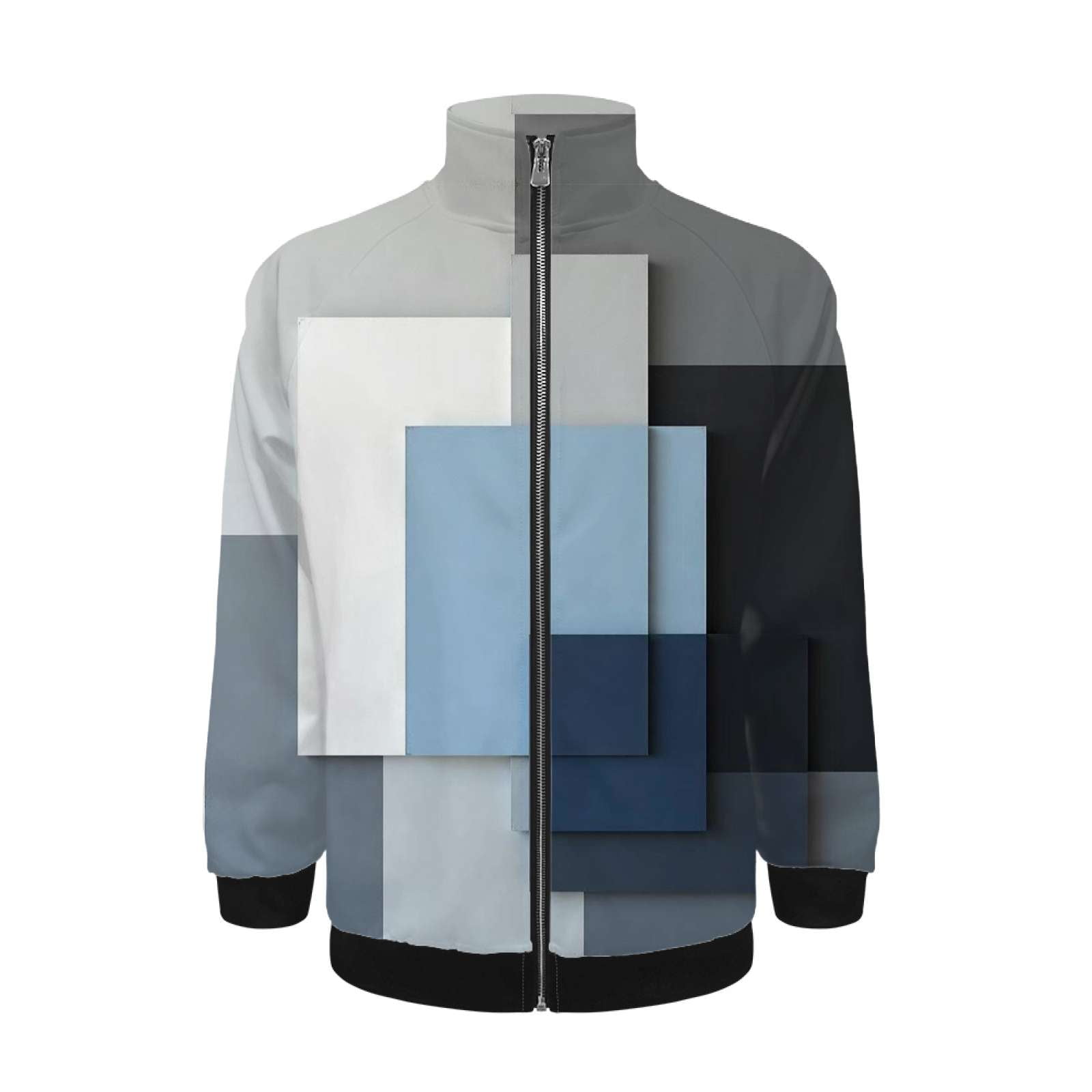 Modern Art Gray Blue Geometric Jacket Men's Street Cool Long Sleeves ...