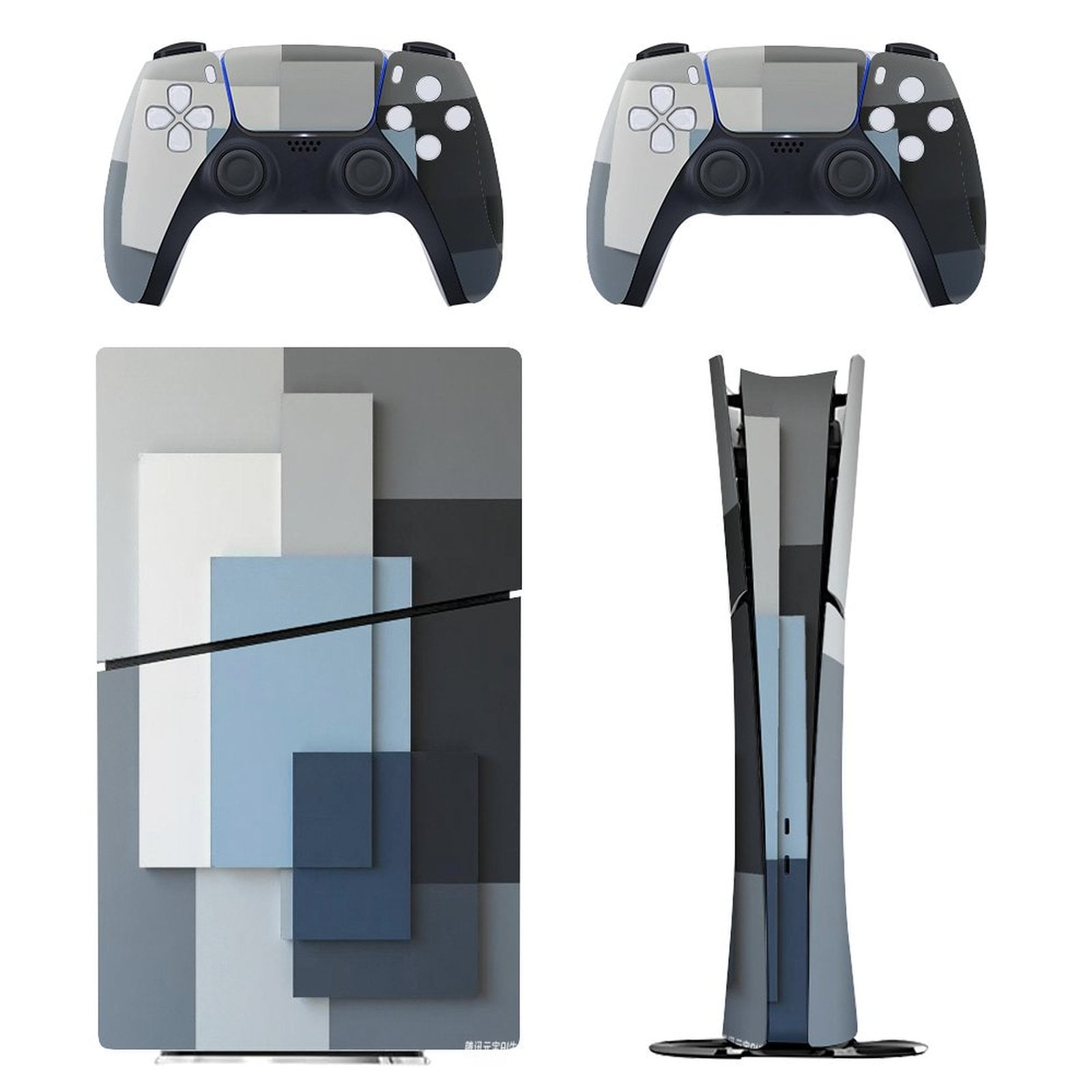 Modern Art Gray Blue Geometric PS5/PS5 Slim Digital Disc Skin Sticker ...