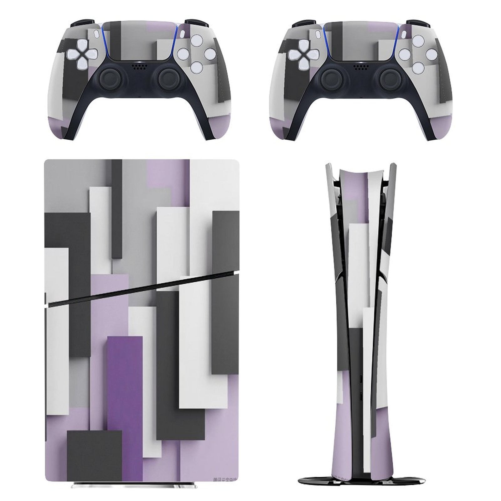 Modern Art Gray Purple Geometric PS5/PS5 Slim Digital Disc Skin Sticker ...