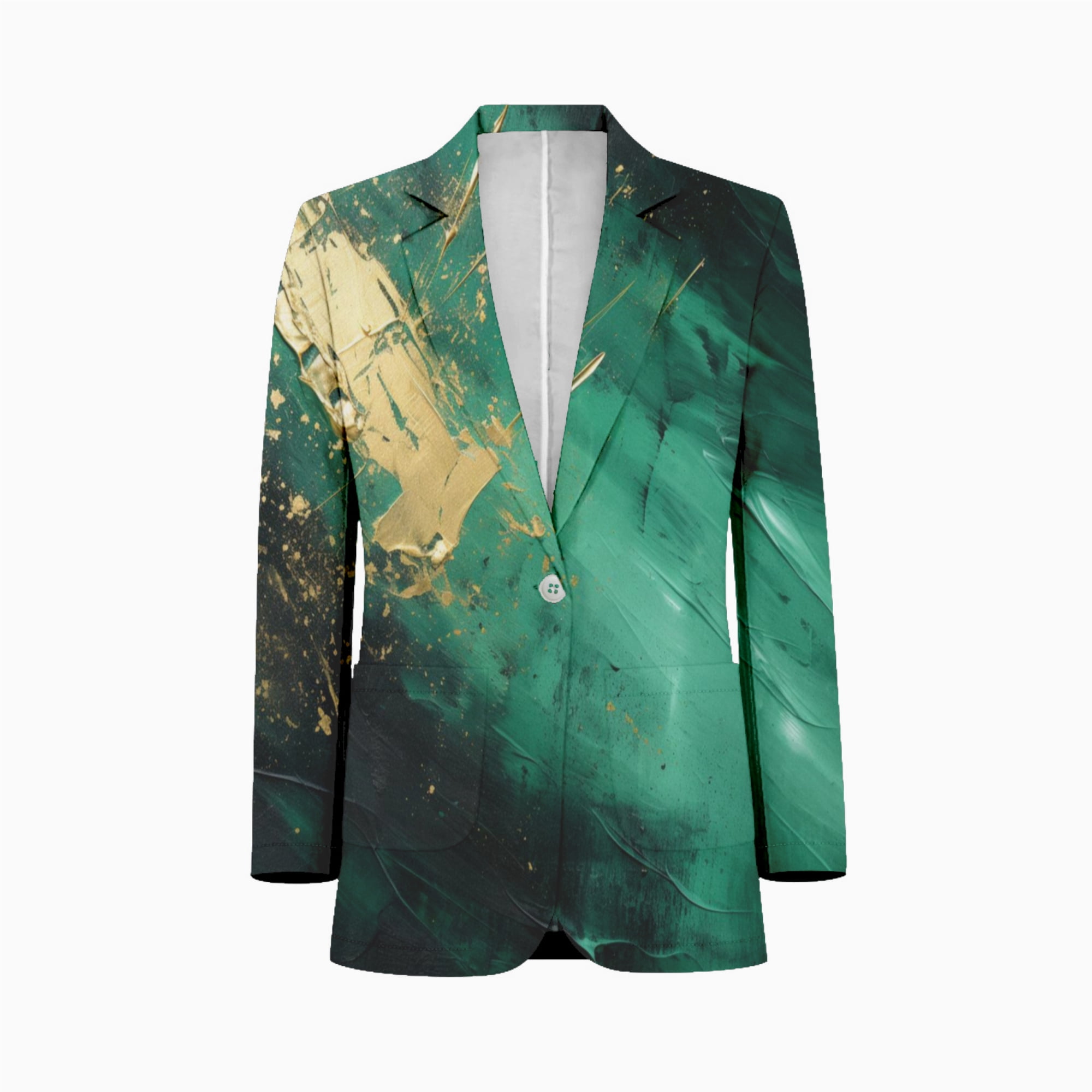 Modern Art Green Gold Customized Men's Suits full man Shawl Collar ...