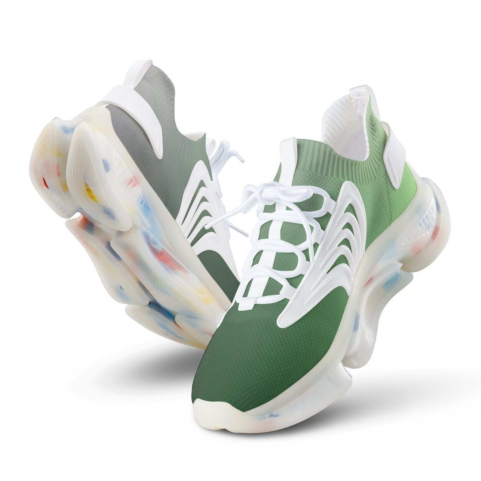 Modern Art Green Gray Gradient Walking Shoes for Men Woman Lightweight ...