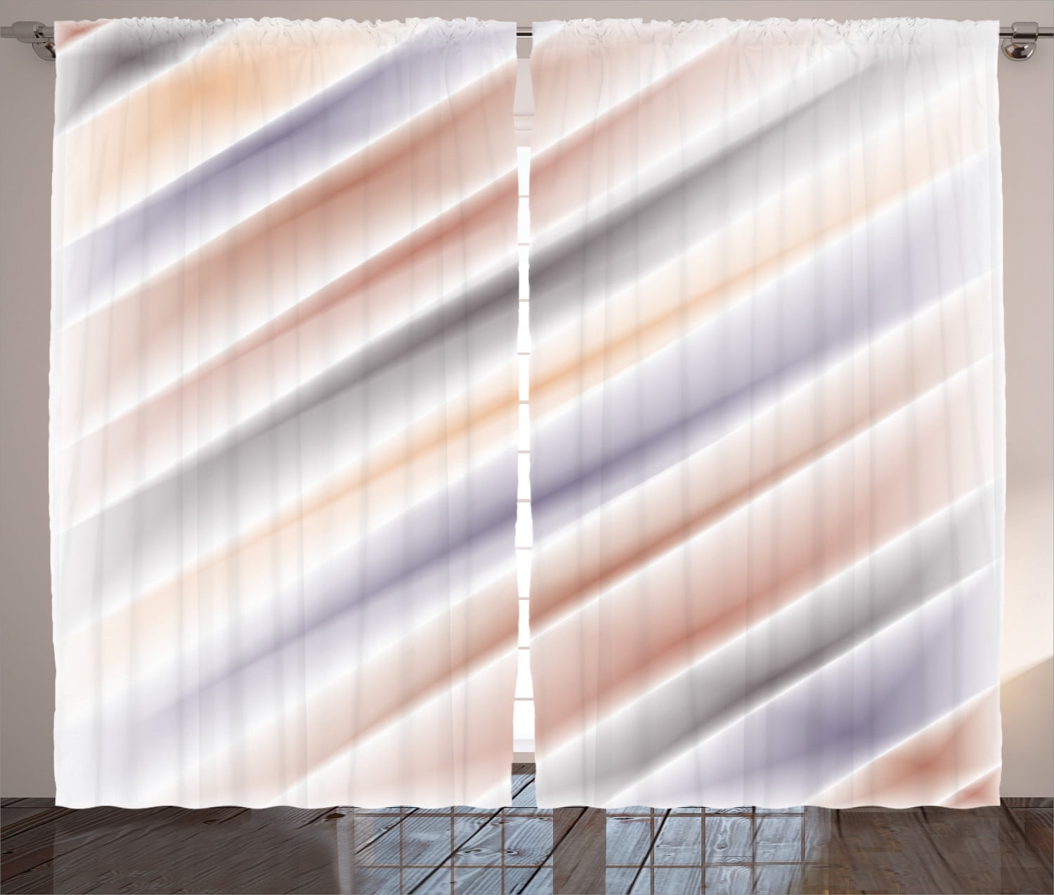Ambesonne Brown Curtains 2 Panel Set, Blurred Stripes Modern, 108" x 90 ...