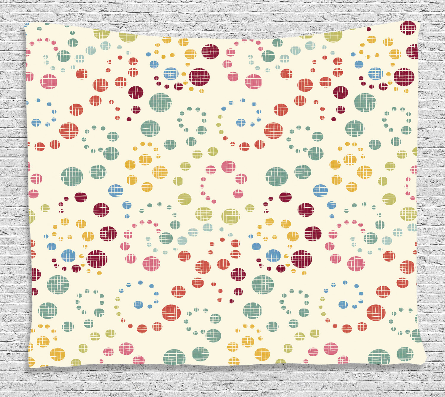 Modern Art Home Decor Tapestry, Grunge Polka Dots Spots Backdrop Motif ...