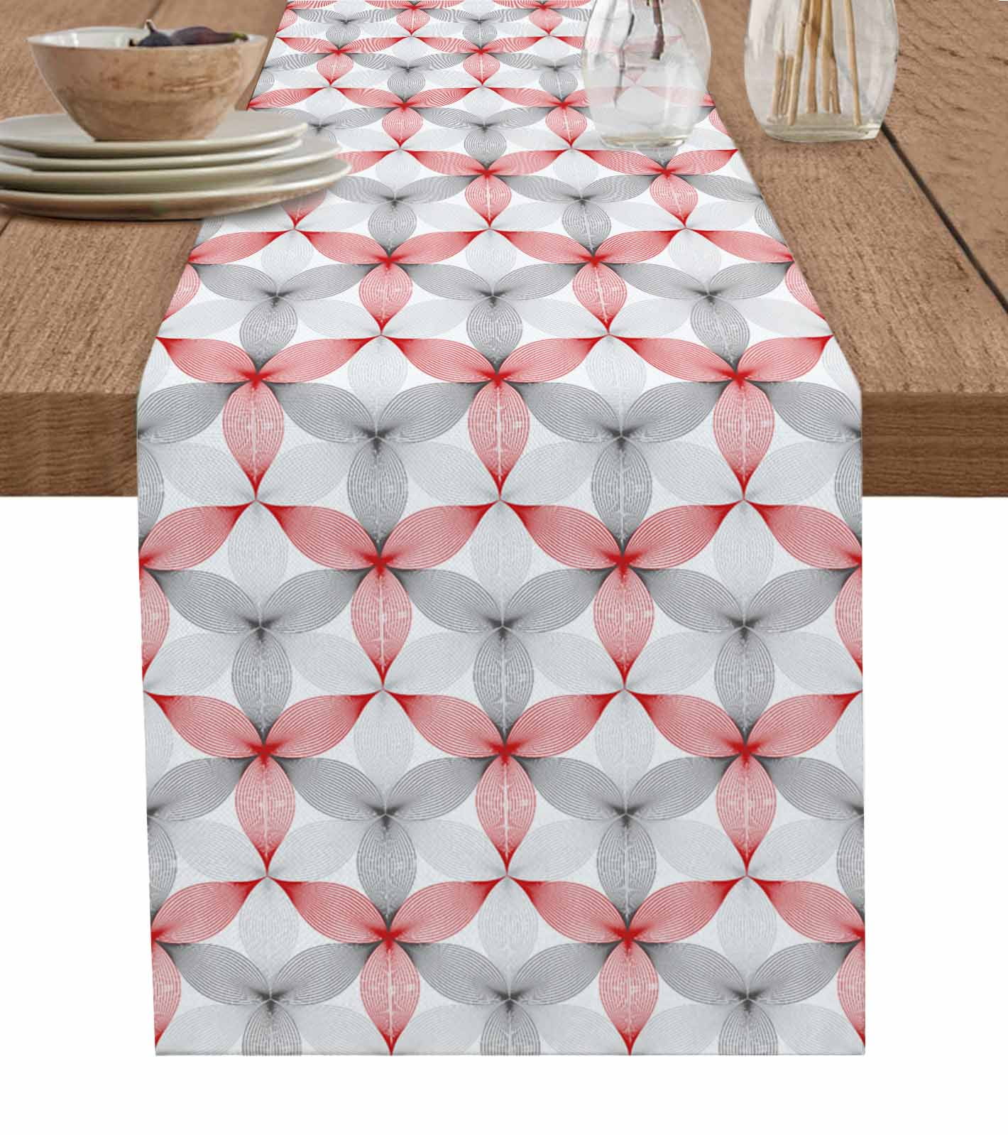 Modern Art Pattern Red Table Runner ration Home r Dinner Table ration ...