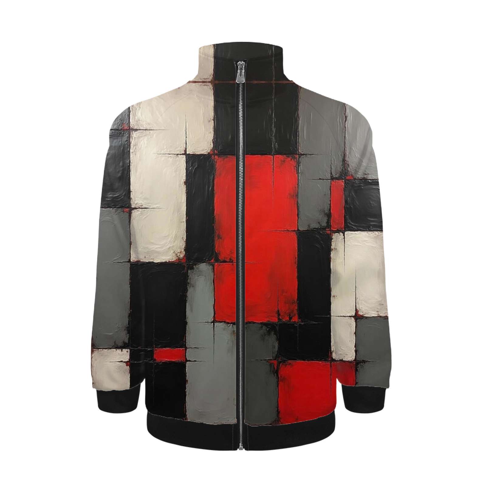 Modern Art Red Gray Black White Geometric Jacket Men's Street Cool Long ...