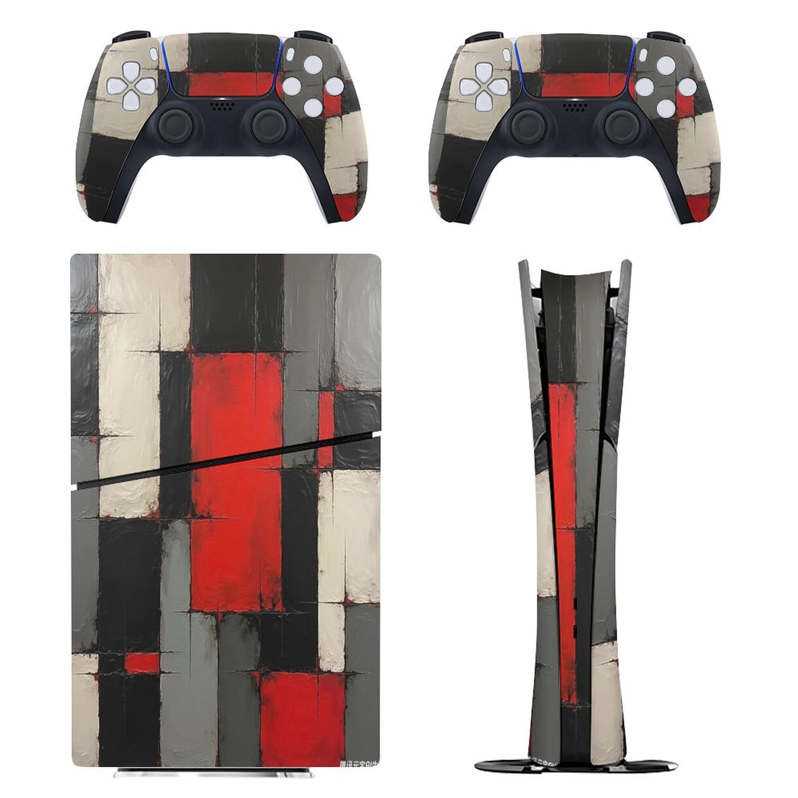 Modern Art Red Gray Black White Geometric PS5/PS5 Slim Digital Disc ...