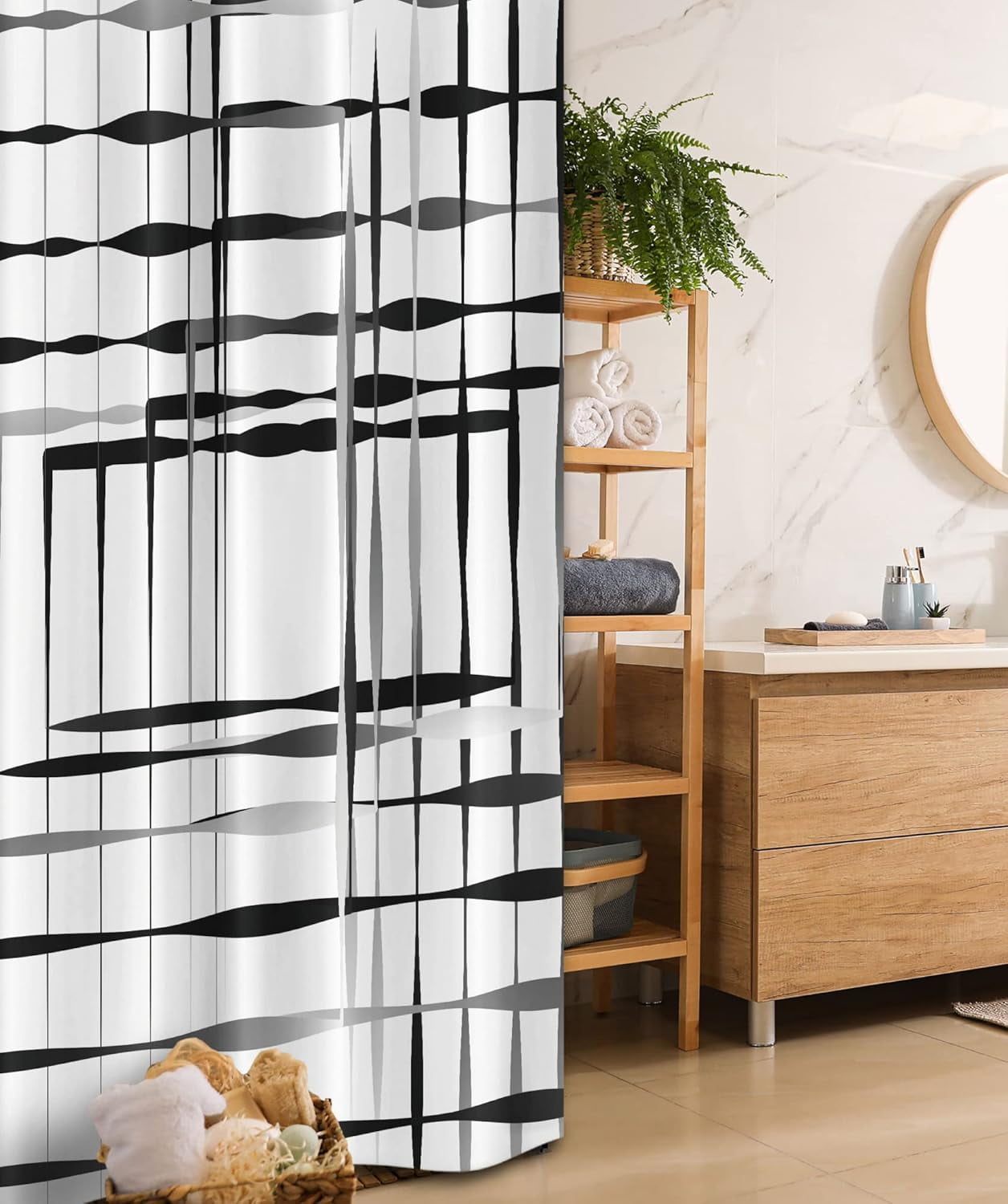 Modern Art Shower Curtain, Minimalist Image Simplistic Spaces and Spare ...