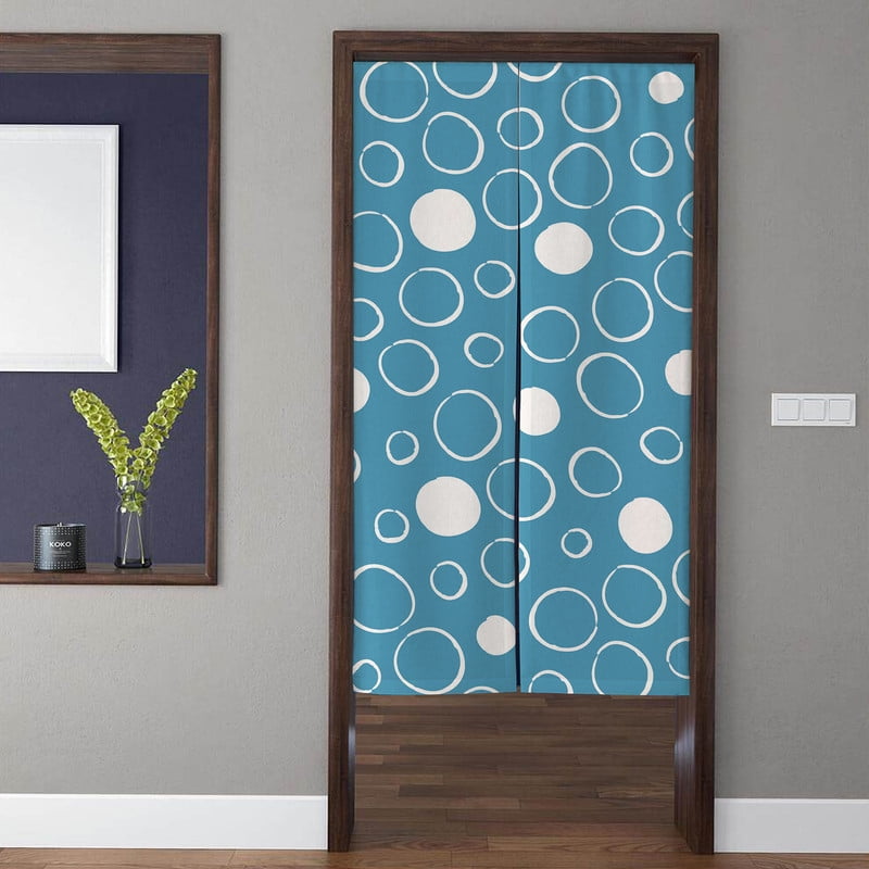 Modern Art Style Door Curtain, Blue Bubble Print Curtain, Kitchen ...