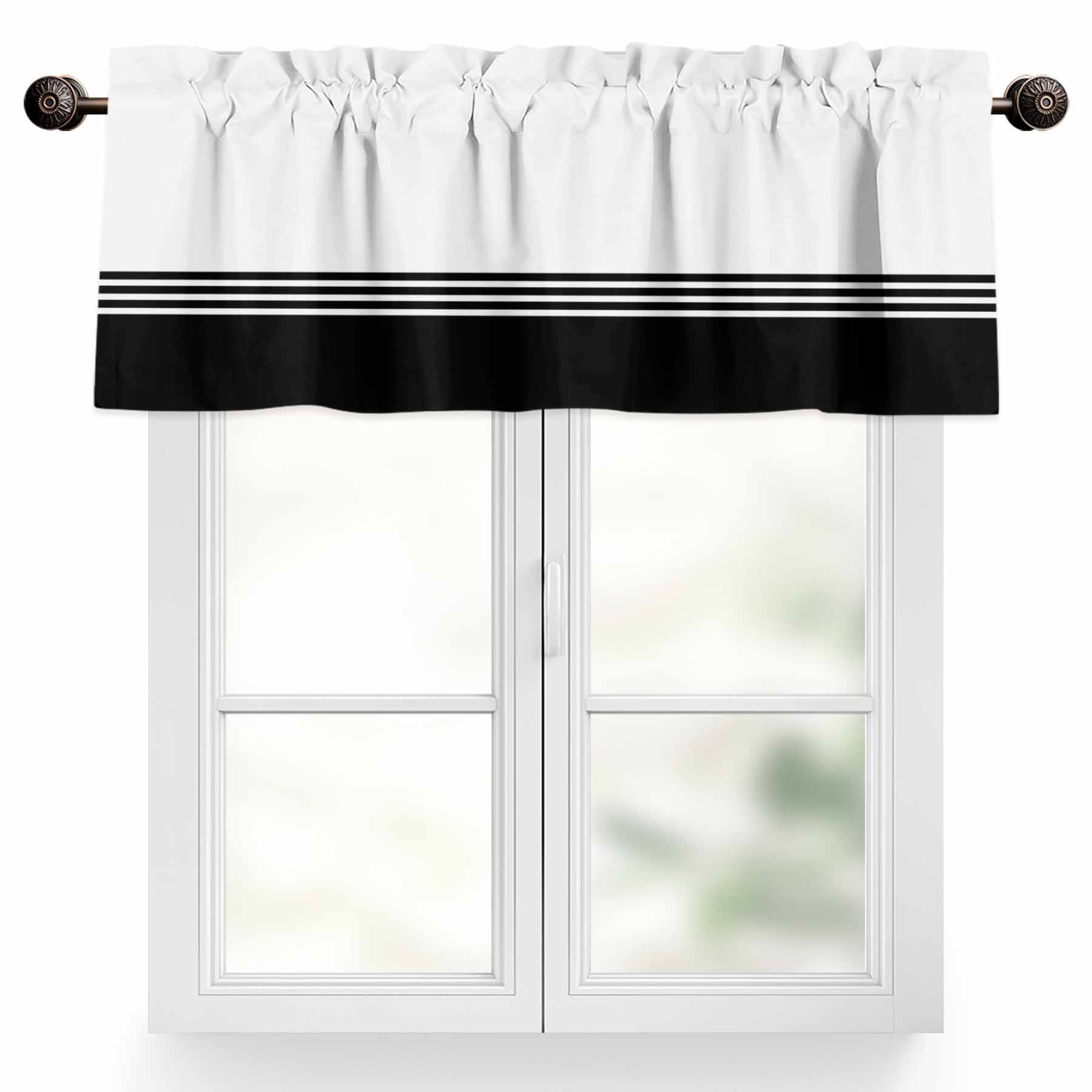 Modern Art Valances for Windows, 42 x 18in, Black White Simple Striped ...