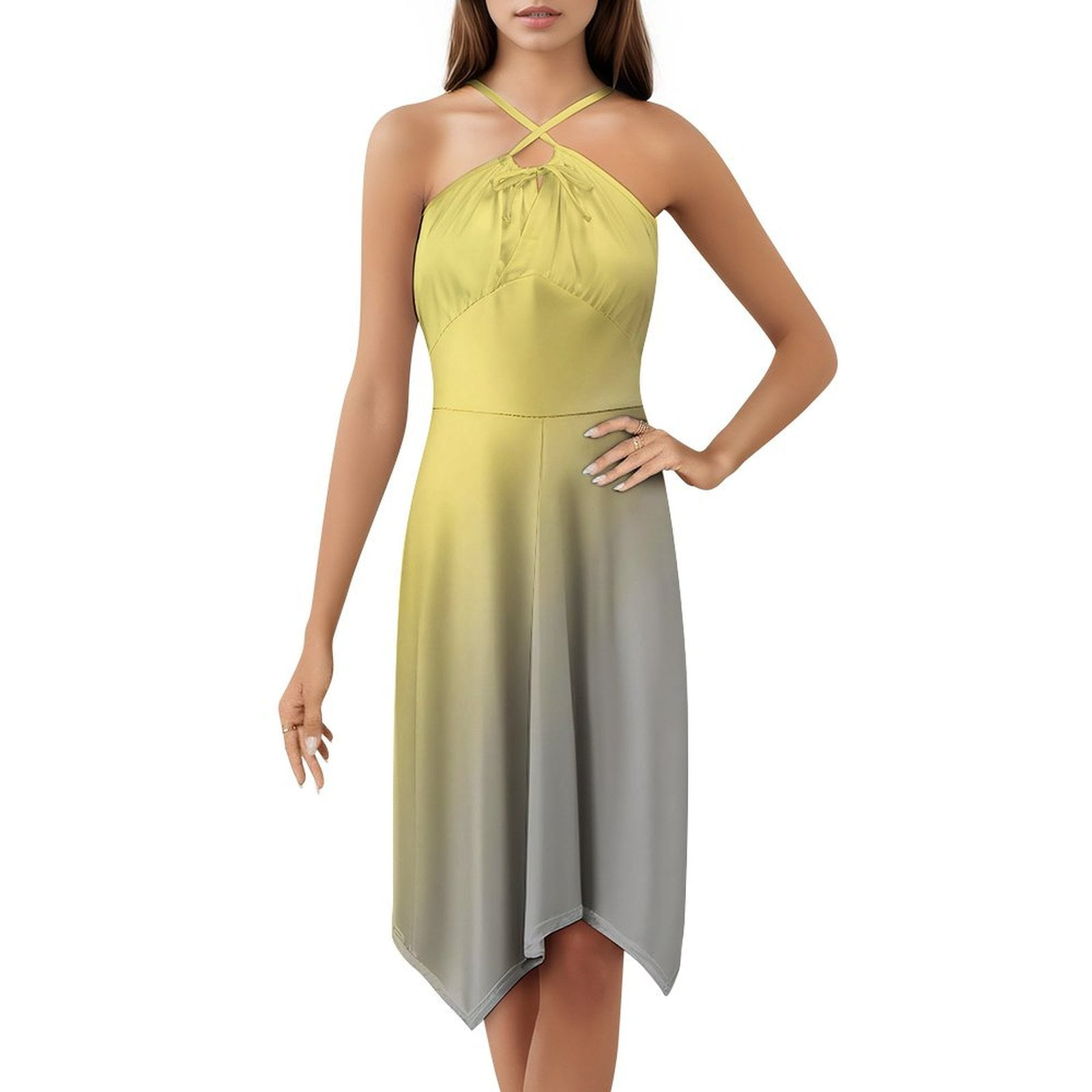 Modern Art Yellow Gray Gradient Dress Elegant Party Dresses Evening ...