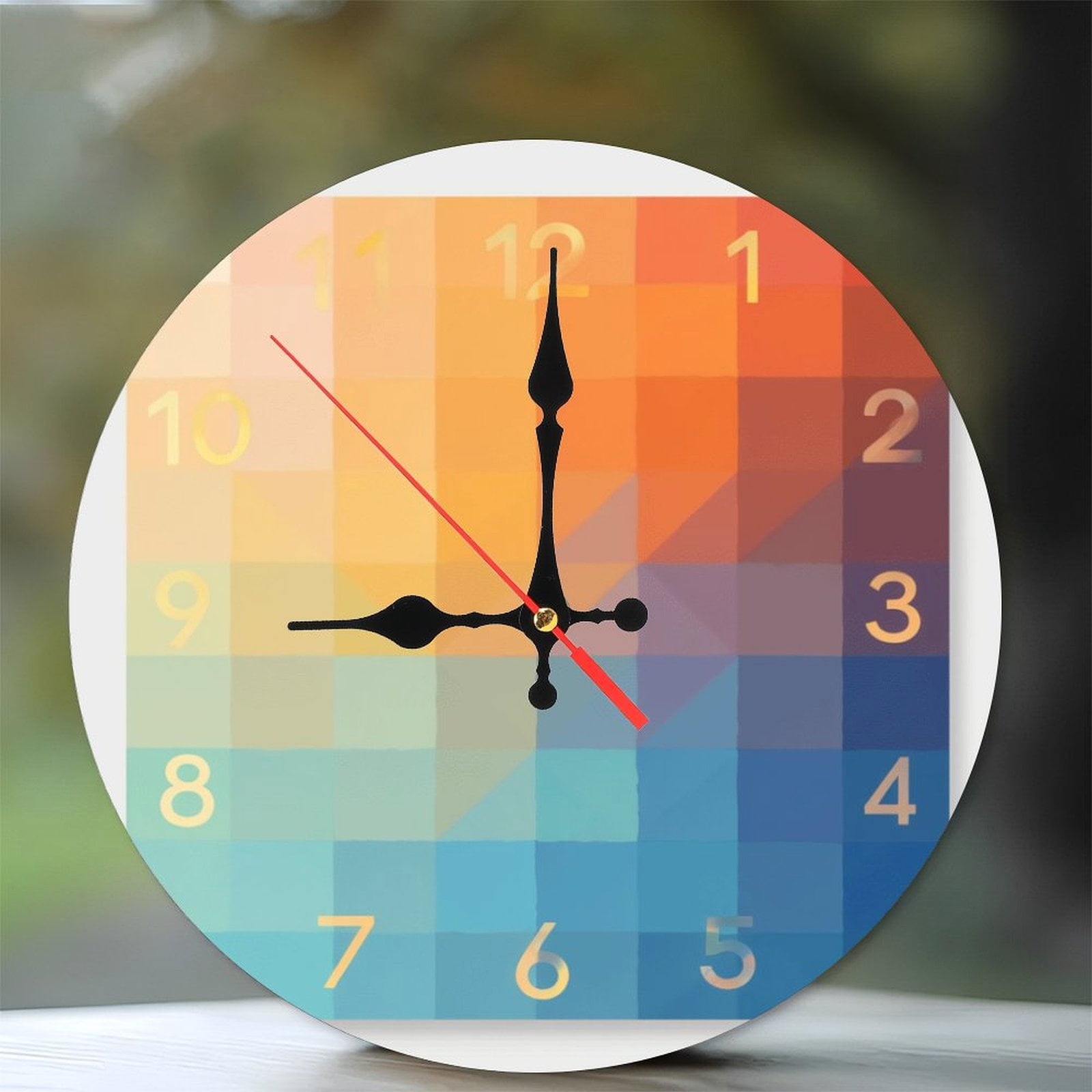 Modern Artistic Colorful Wall Clock Design 10-Inch Silent Wooden Wall ...