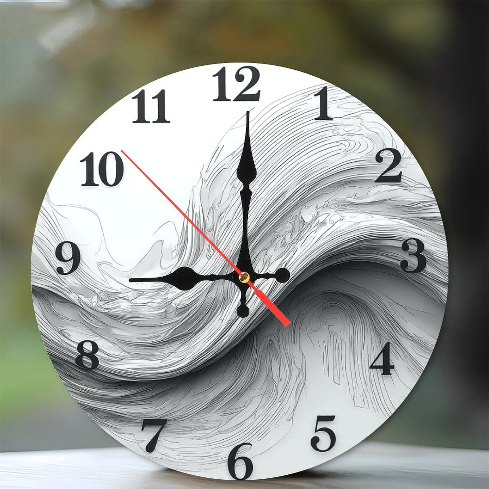 Modern Artistic Wave Texture Wall Clock Decorative 10-Inch Silent ...