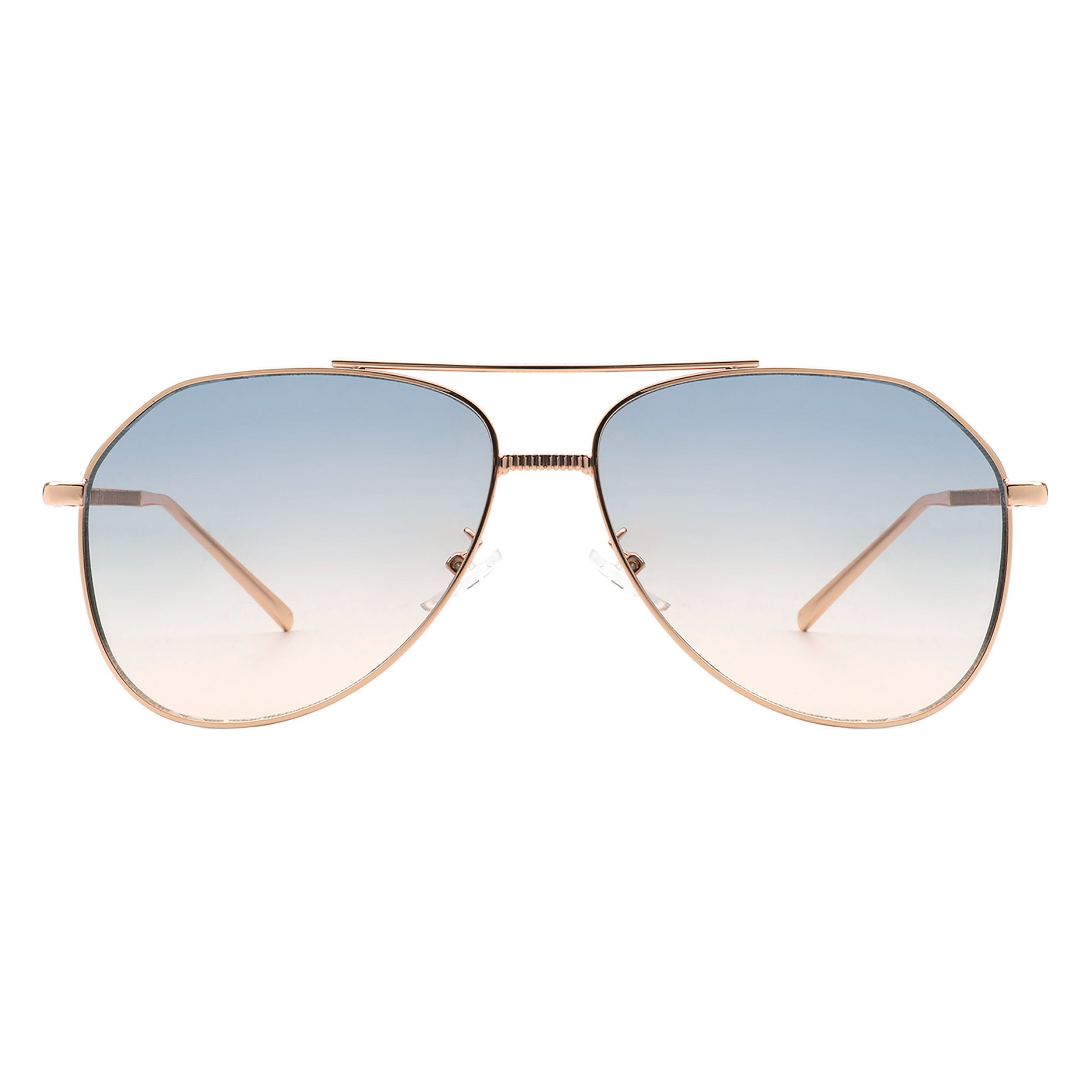 Modern Aviator Sunglasses Flat Top Bridge Metal Frame UV400 Gold, Blue ...