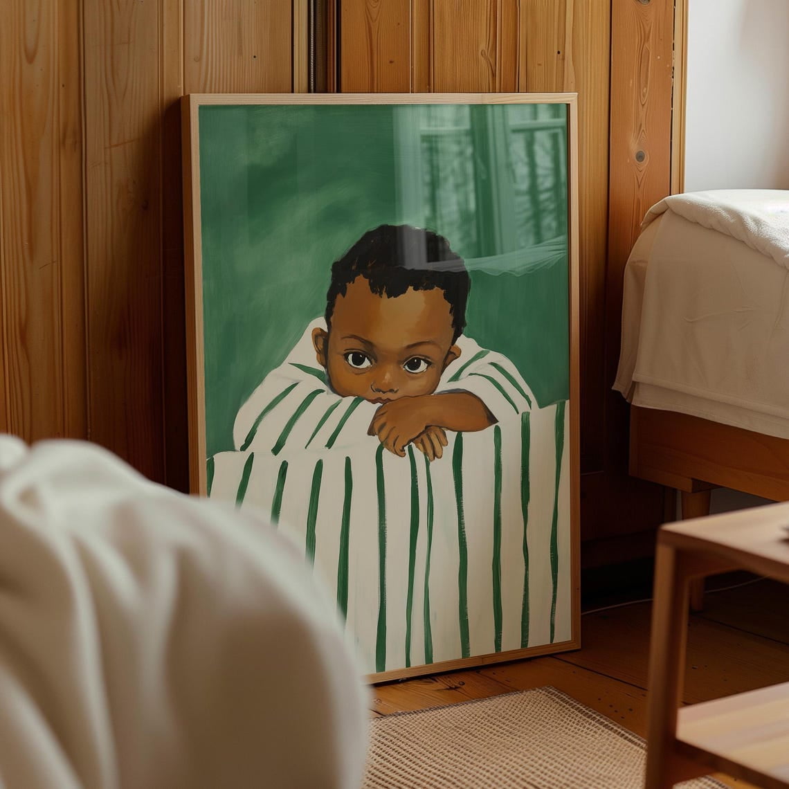 Modern Baby Wall Art, Nursery Print, Striped Blanket Baby Portrait ...