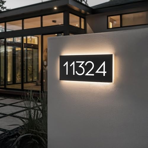 Modern Backlit LED House Sign Customizable Illuminated Address Plate ...