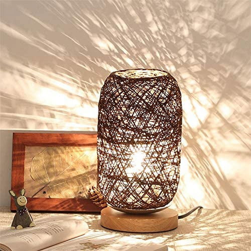 Modern Bamboo And Rattan Bedside Lamp - Creative Modern Table Lamp With ...