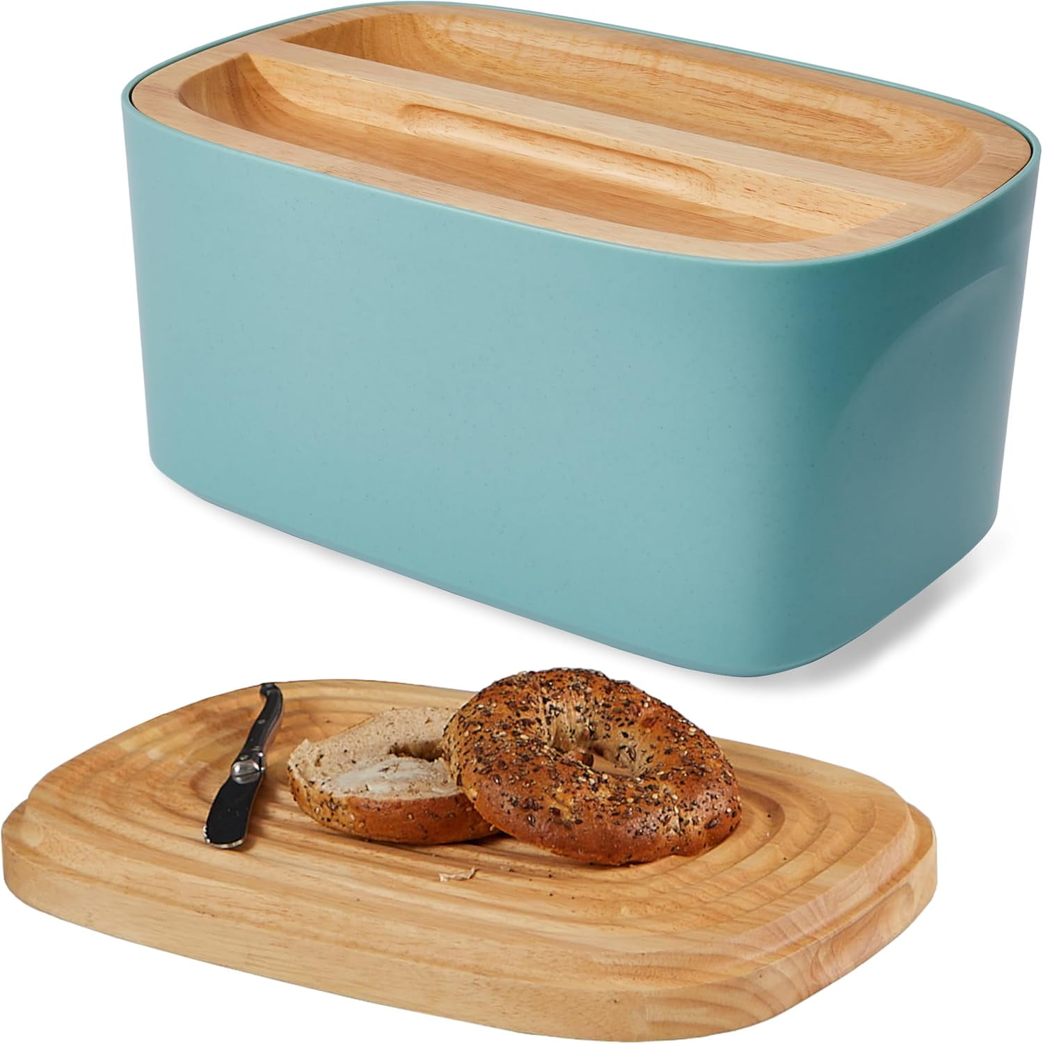 Modern Bamboo Fiber (White) Bread Box for Kitchen Countertop with ...