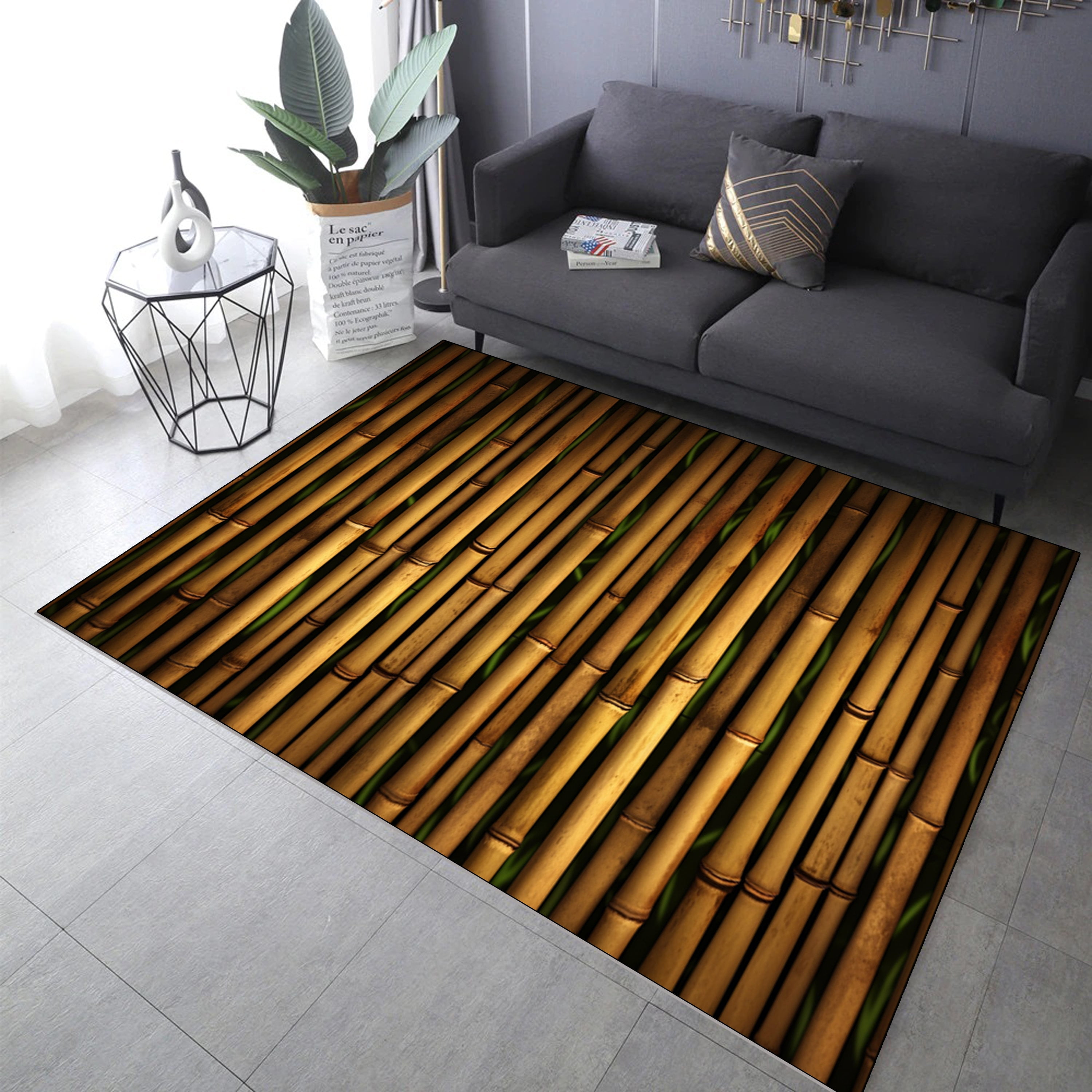 Modern Bamboo Rug 5x7 ft = 155x215 cm Washable Rug - Walmart.com
