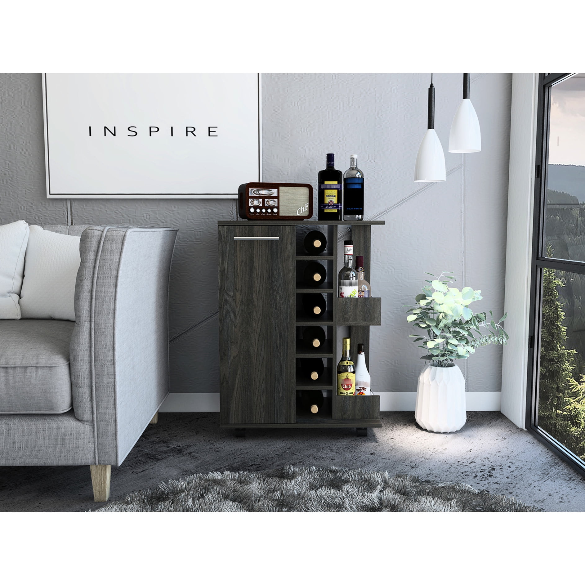 Modern Bar Cart, Melamine Filler, 23.62 in Width - Walmart.com
