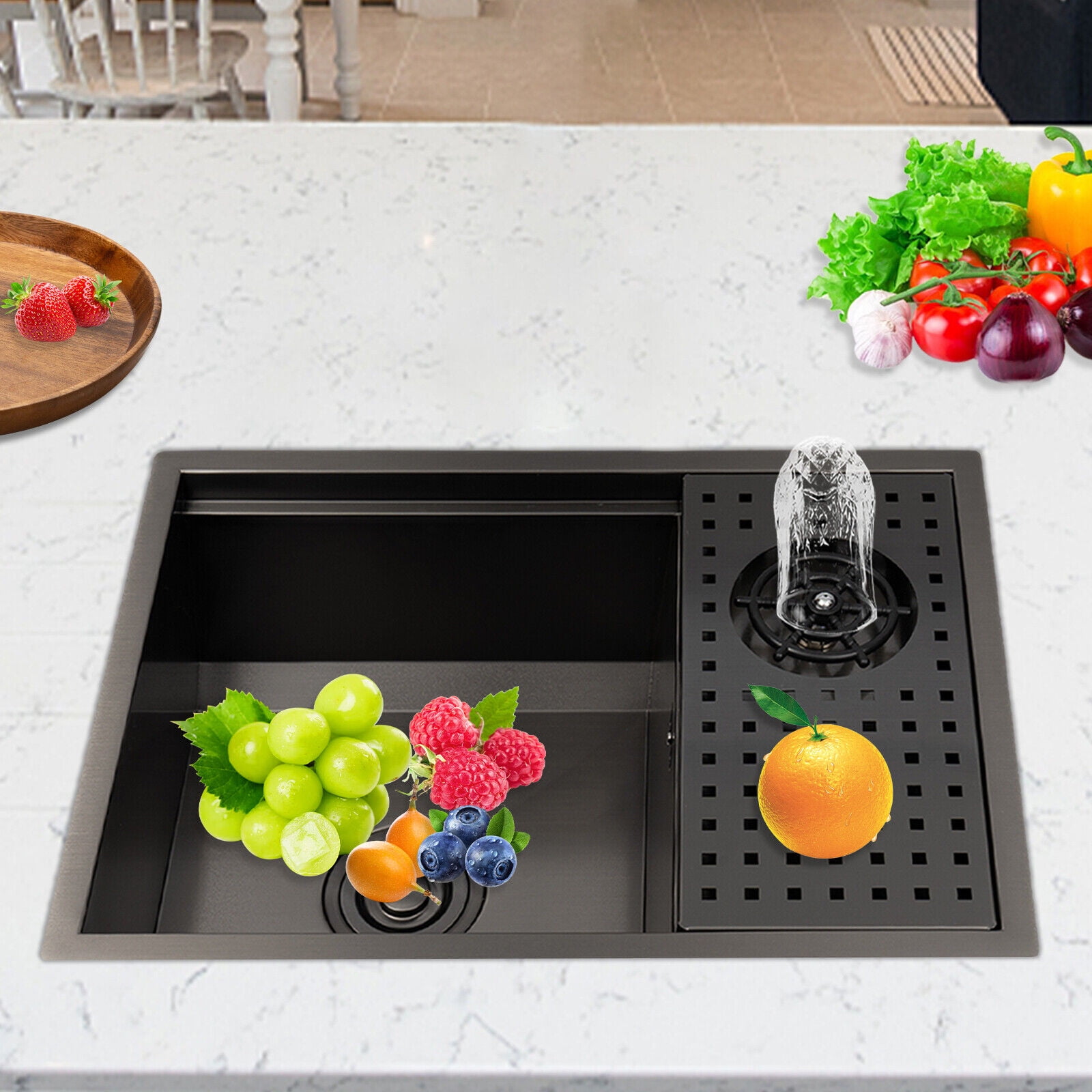 Modern Bar Sink with Glass Douche Rectangular Kitchen Sink with Glass ...