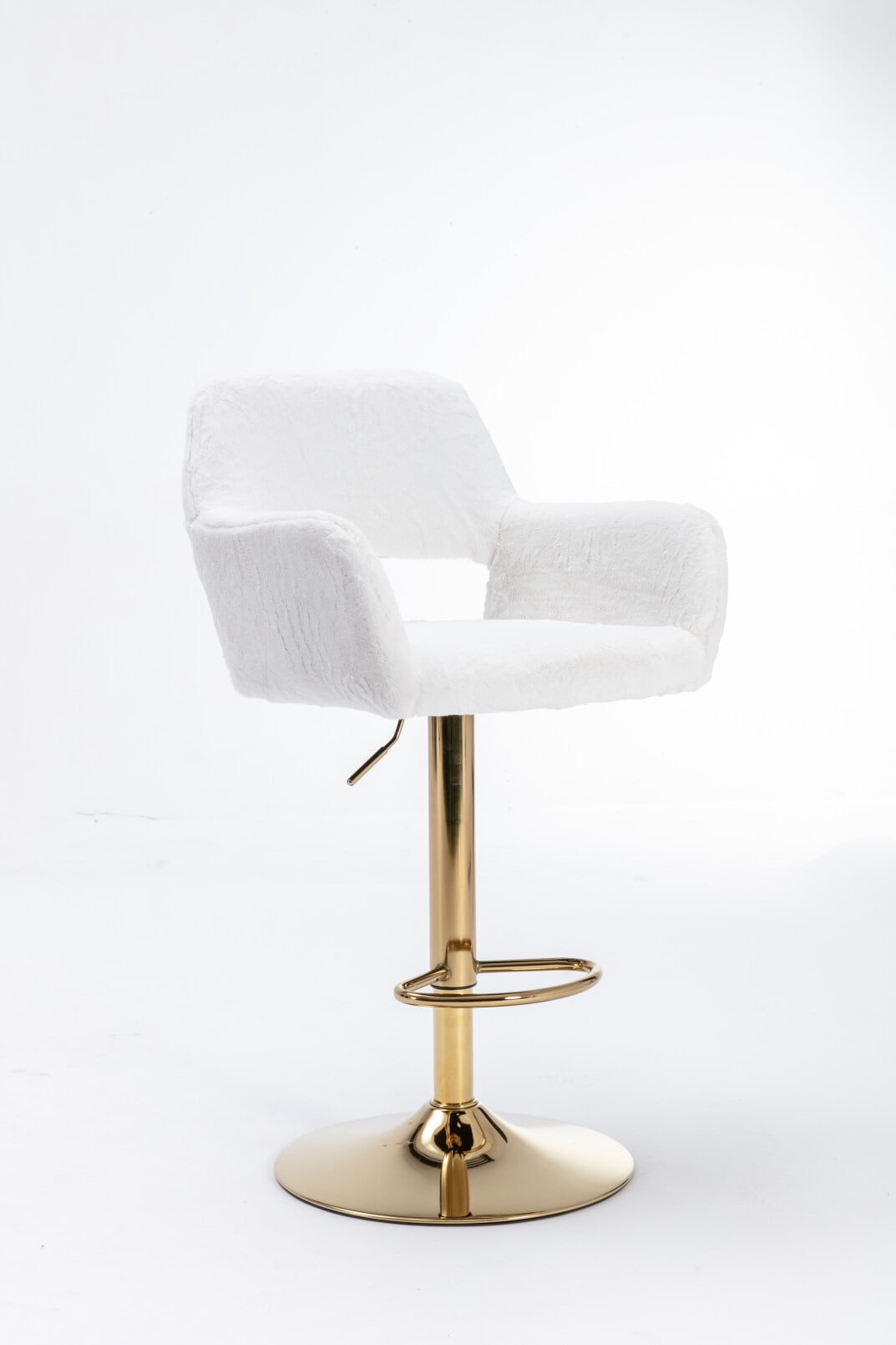 Modern Bar Stool 2-Piece Set with Hollowed-Out Design Back, Faux Fur ...