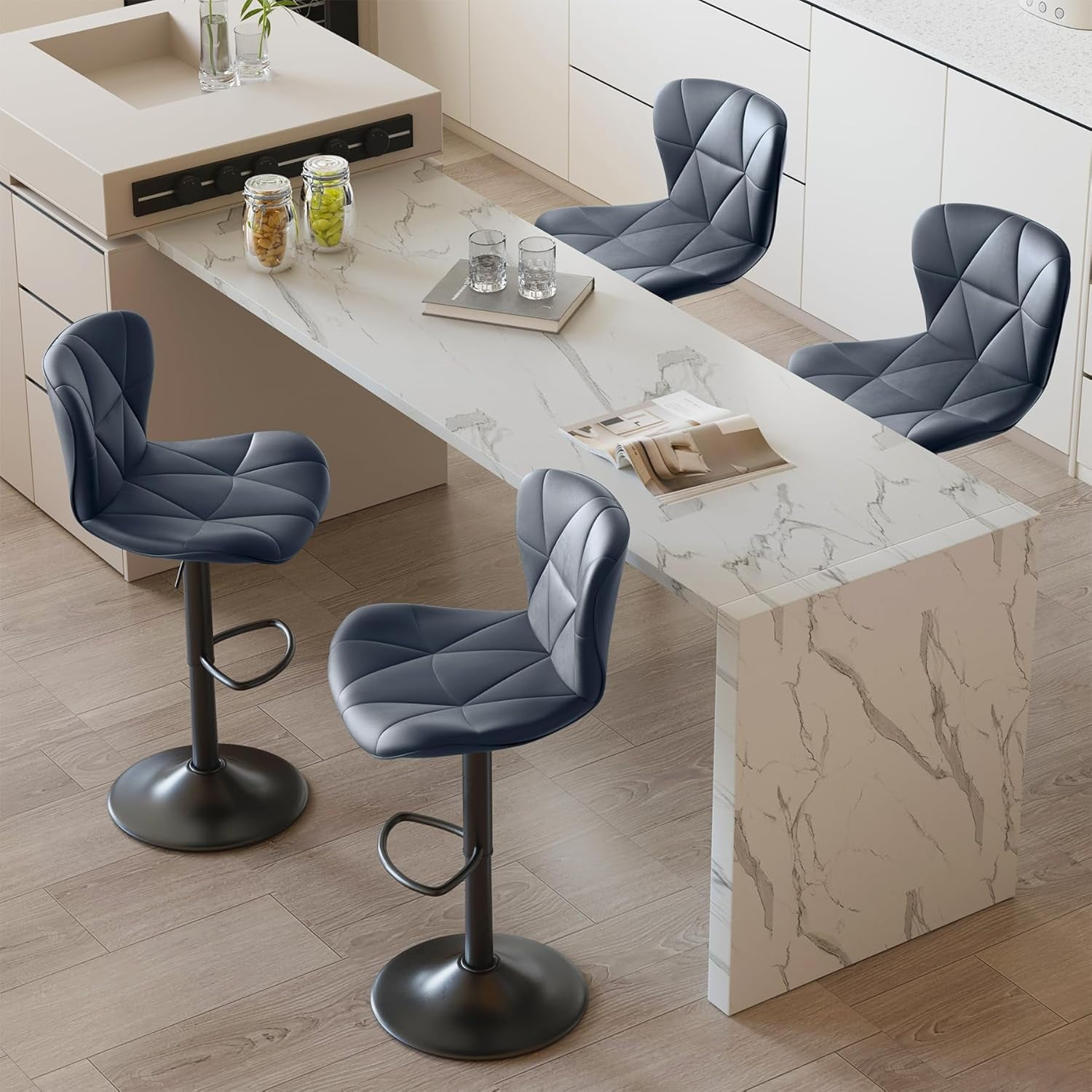 Modern Bar Stools – Adjustable Swivel Design with Back Support ...