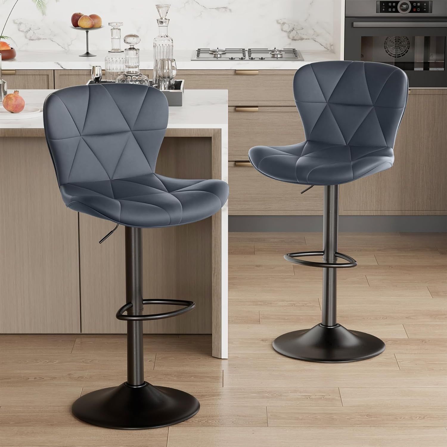 Modern Bar Stools – Adjustable Swivel Design with Back Support ...